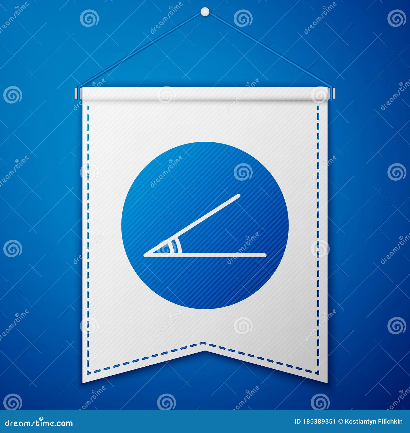 Blue Acute Angle of 45 Degrees Icon Isolated on Blue Background. White ...