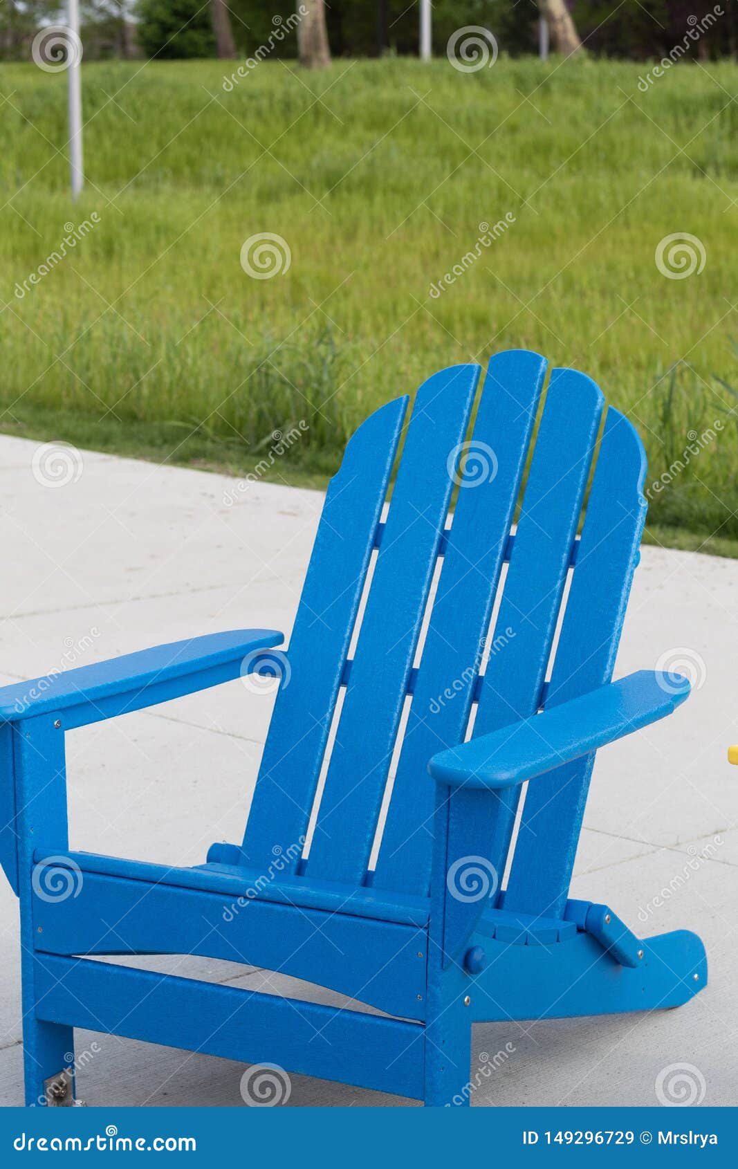 Blue Adirondack Chair at the Euclid Beach in Cleveland, Ohio Stock ...