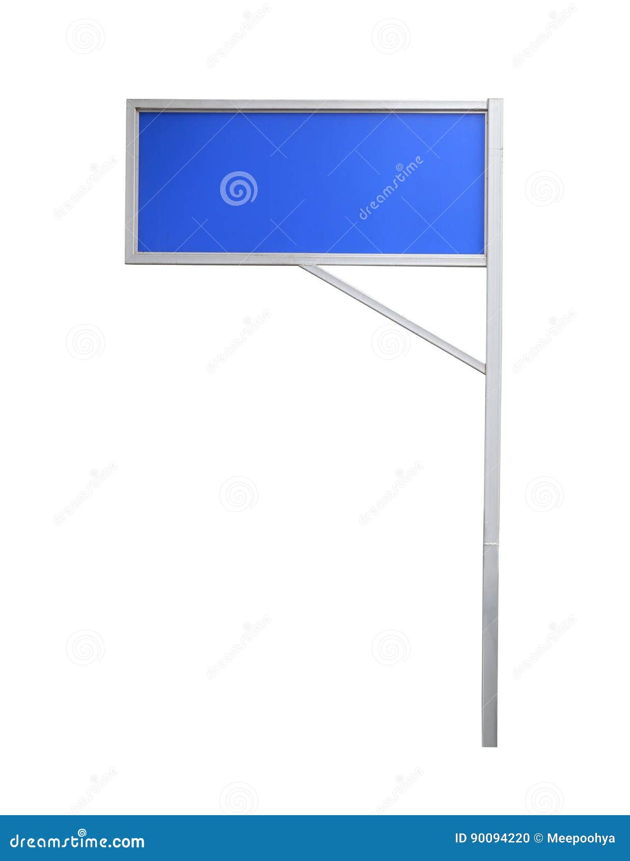 Blue Advertising Board Isolated on White Background. Stock Photo ...