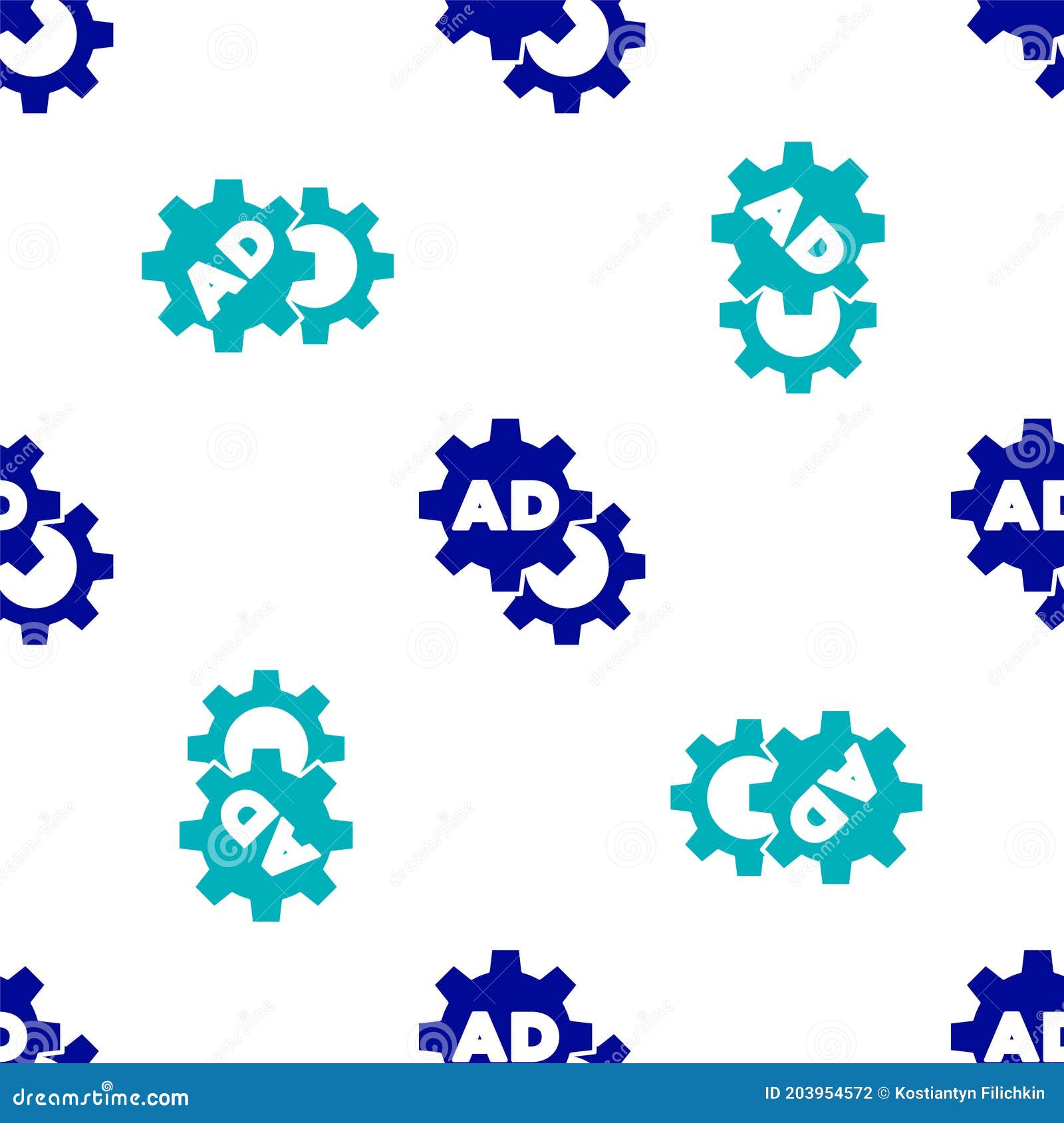Blue Advertising Icon Isolated Seamless Pattern on White Background ...