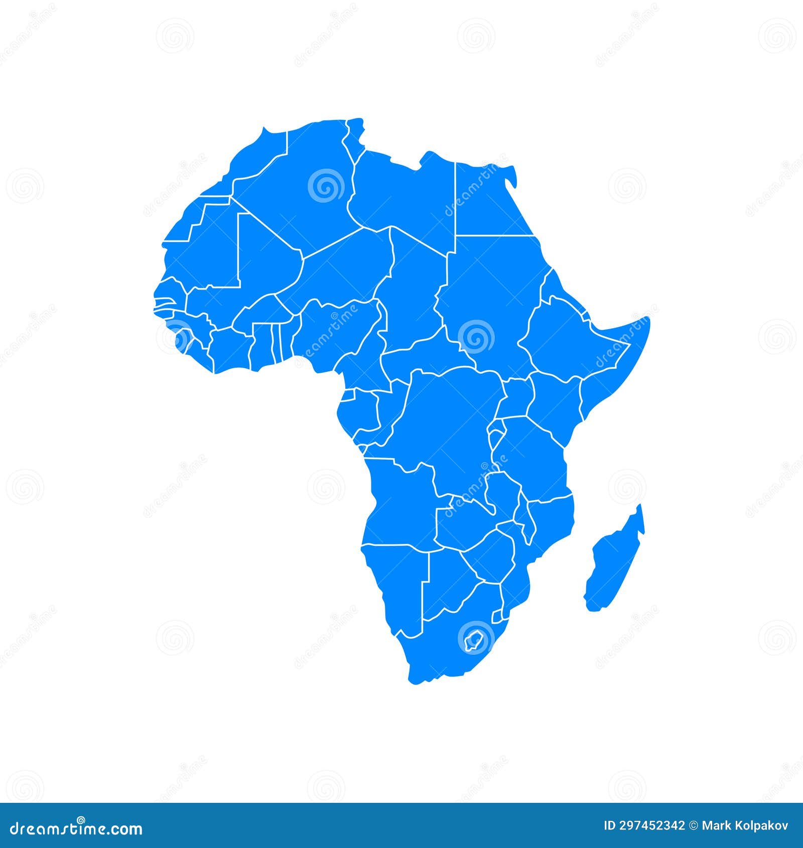 Blue Africa Map on a White Background in Flat Style. Vector ...