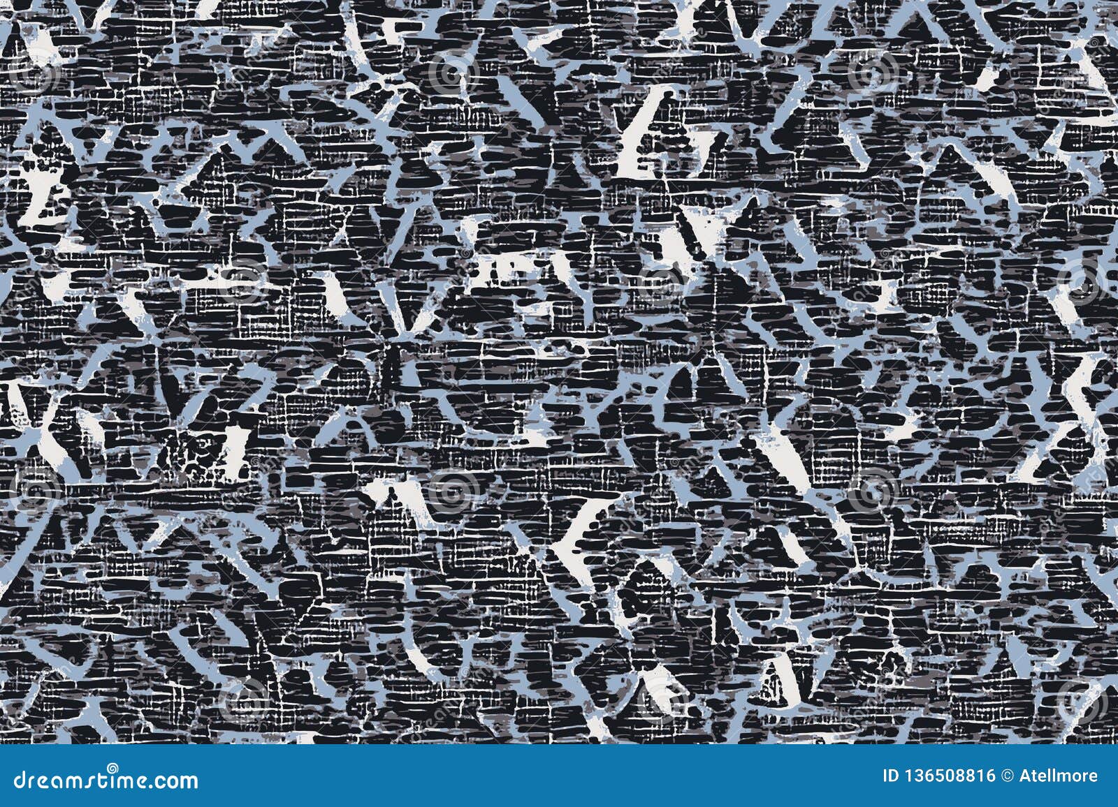 Blue African Tribal Patterns and Shapes with Primitive Textures Stock ...