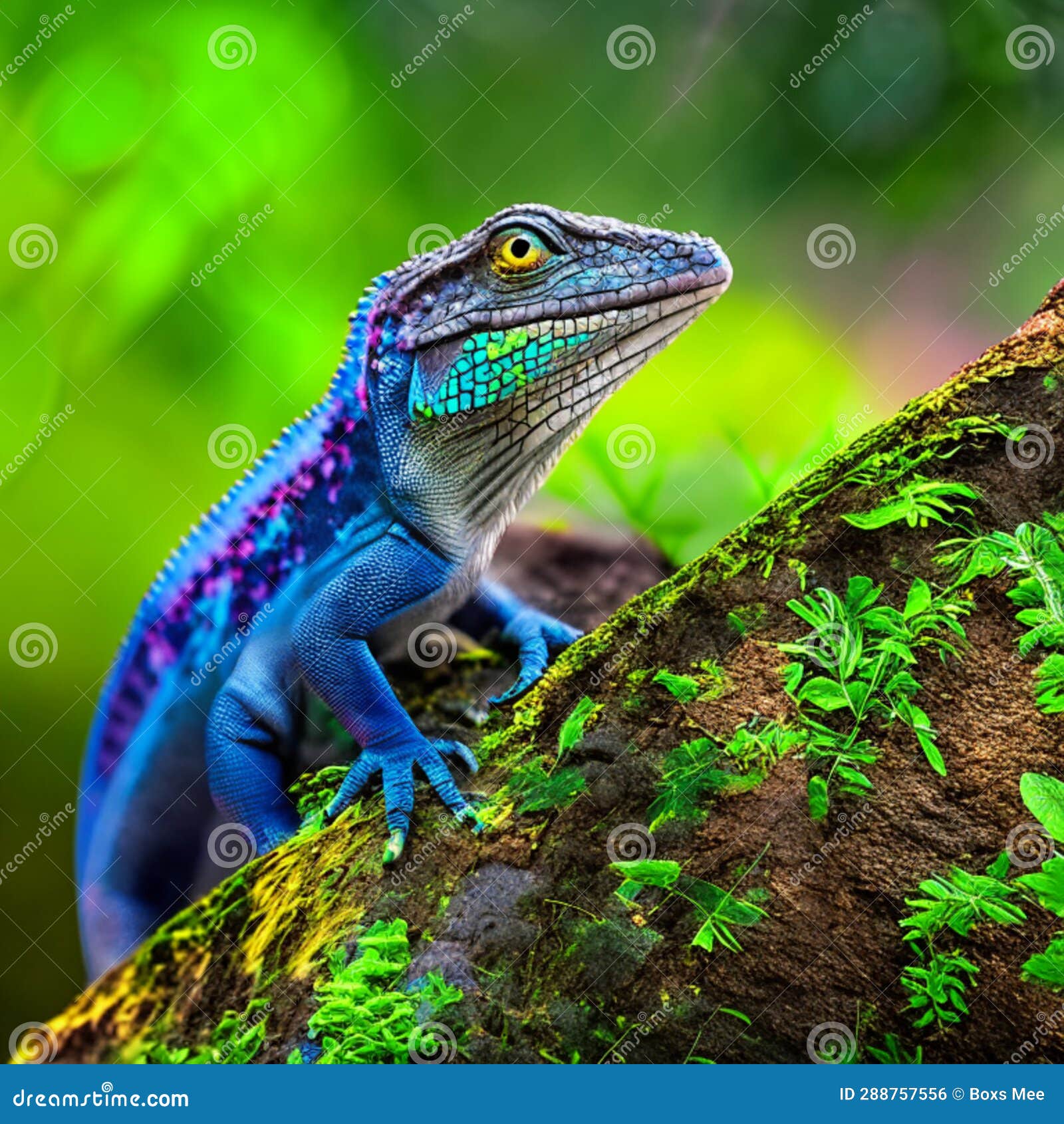 Blue Agama Lizard in the Amazon Rainforest of Manaus, Brazil AI ...