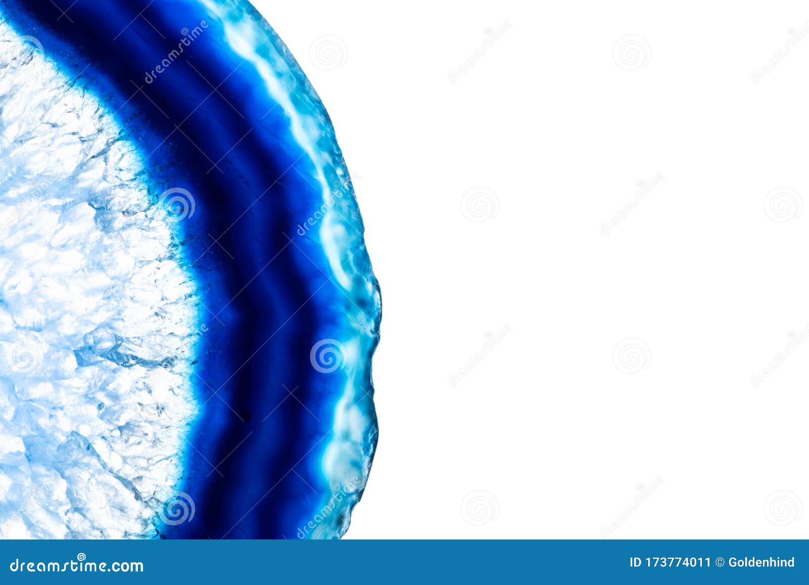 Blue Agate Slice Stone with Details of Pattern Isolated on White ...
