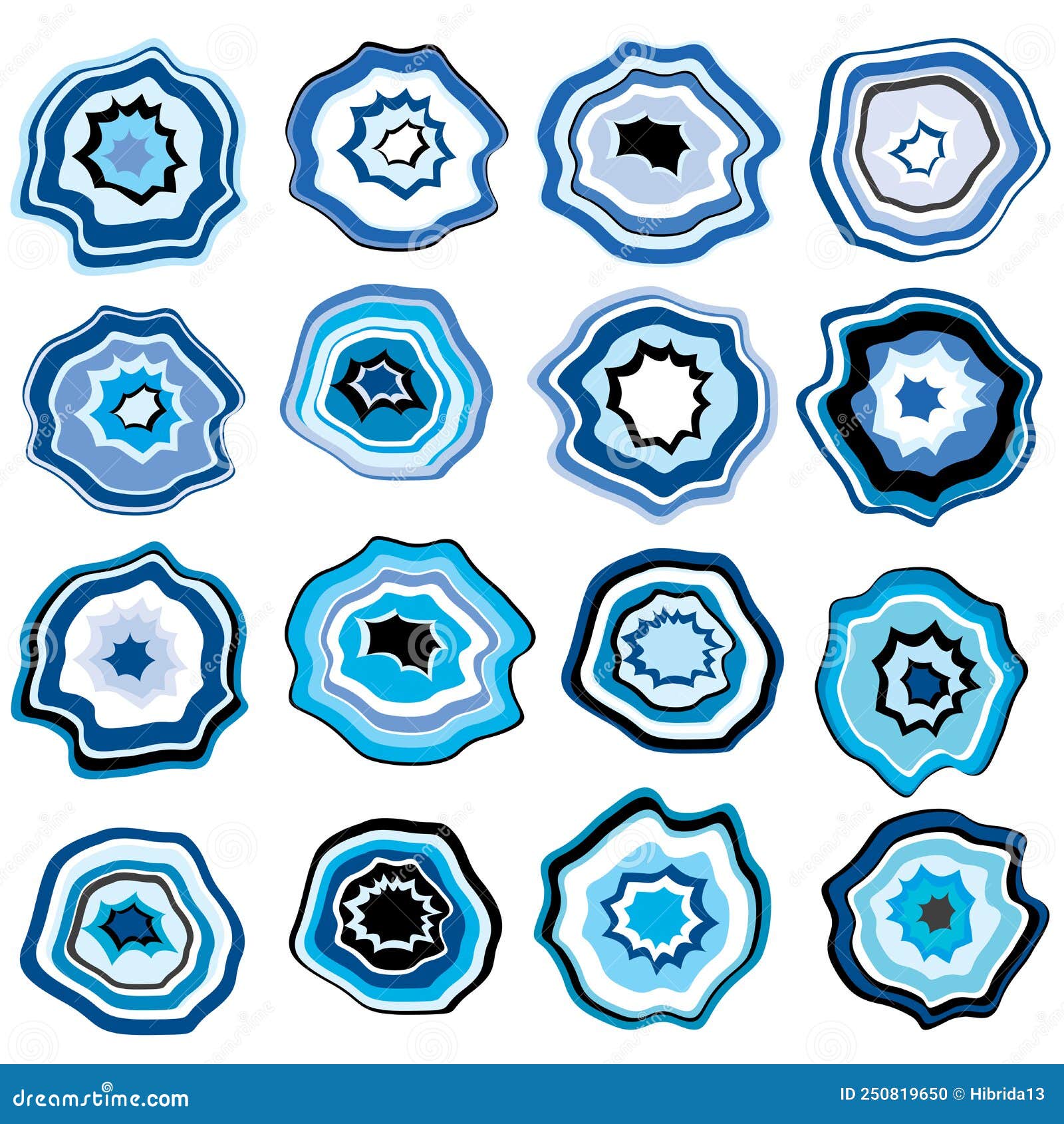 Blue agate stones set stock vector. Illustration of element - 250819650