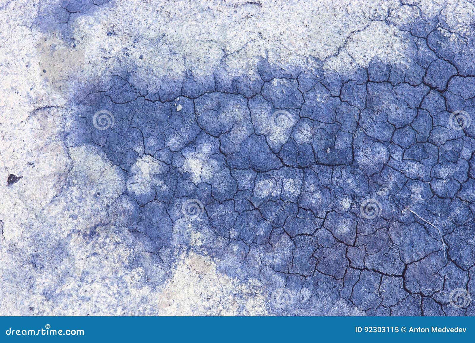 Blue Aged Cracked Salted Soil, Craquelure Effect Stock Image - Image of ...