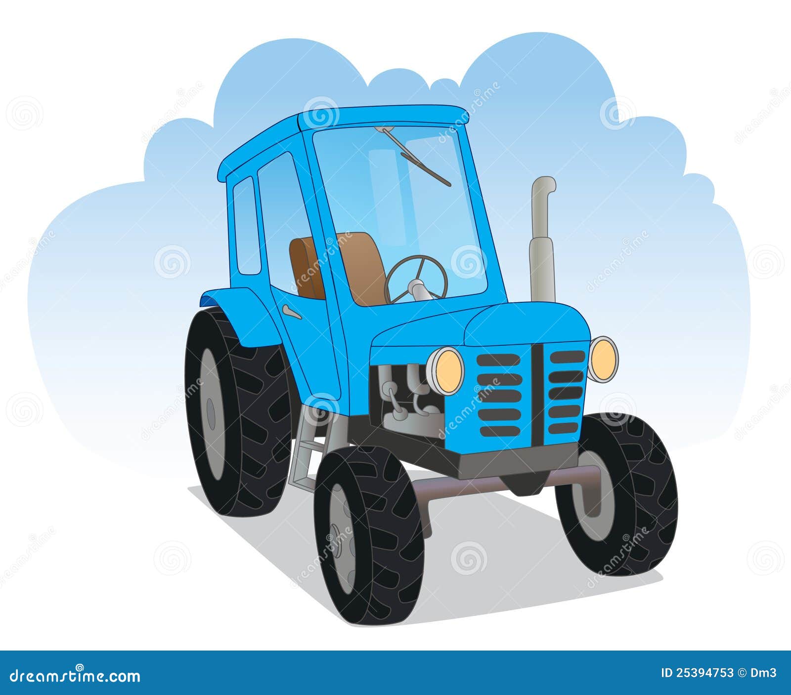 Blue agricultural tractor stock vector. Illustration of motor - 25394753