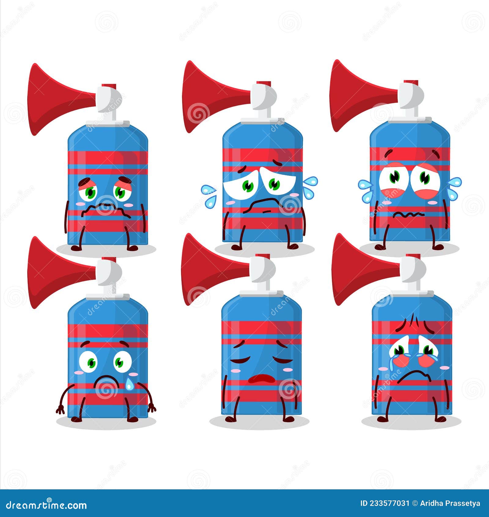 Blue Air Horn Cartoon Character with Sad Expression Stock Vector ...