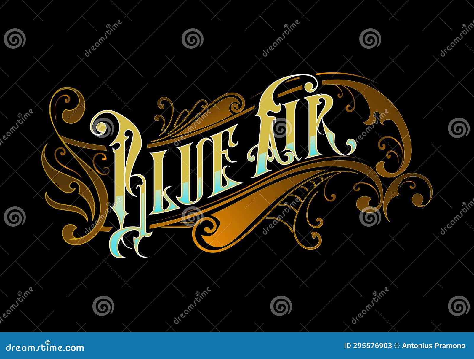 BLUE AIR Word Lettering Custom Style Stock Vector - Illustration of ...
