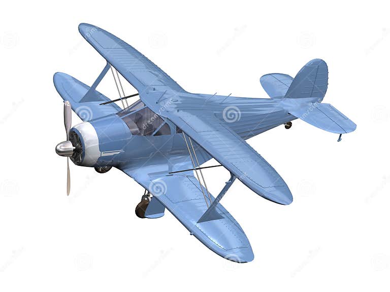 Blue airplane stock illustration. Illustration of biplane - 2553935