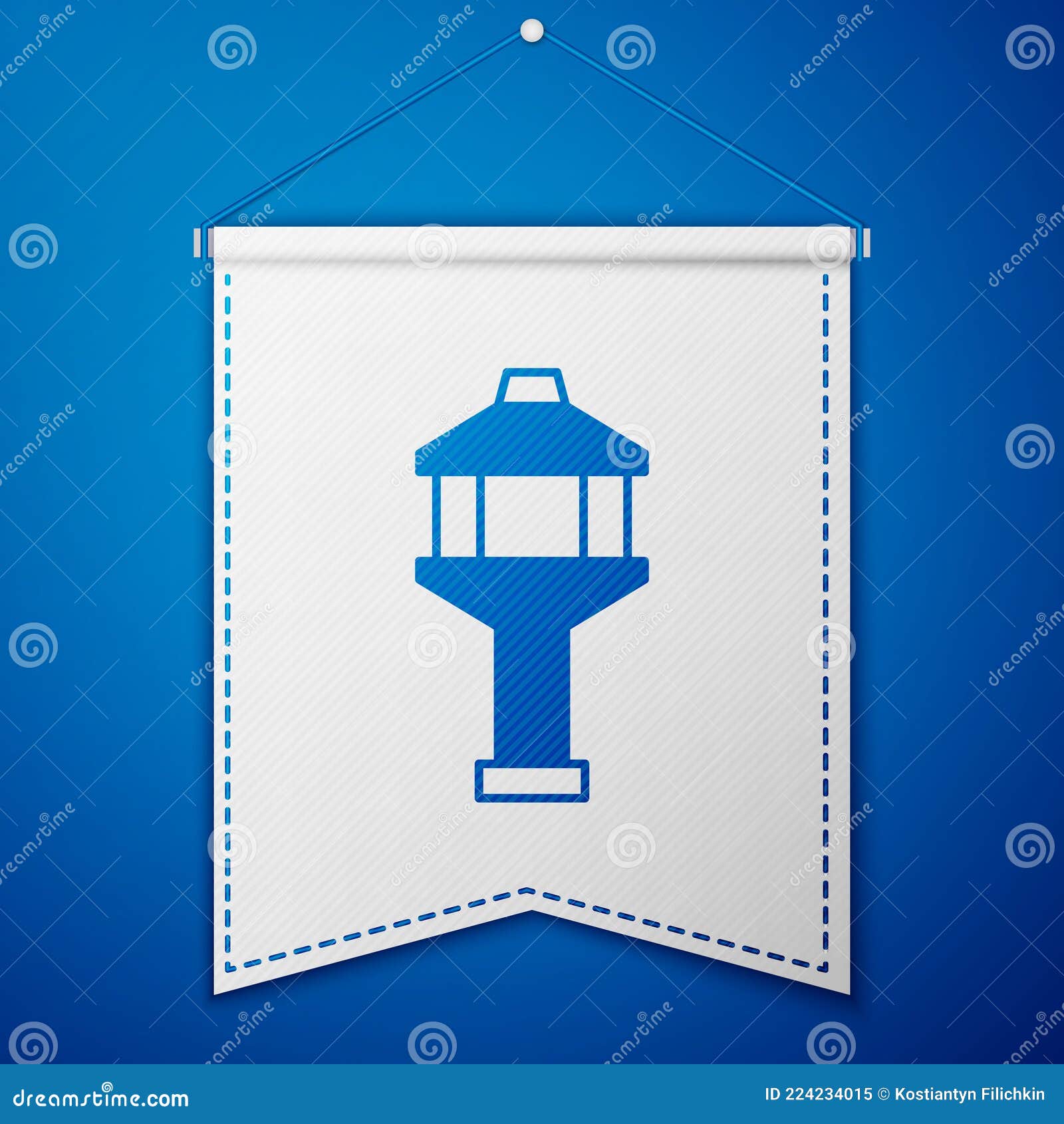 Blue Airport Control Tower Icon Isolated on Blue Background. White ...