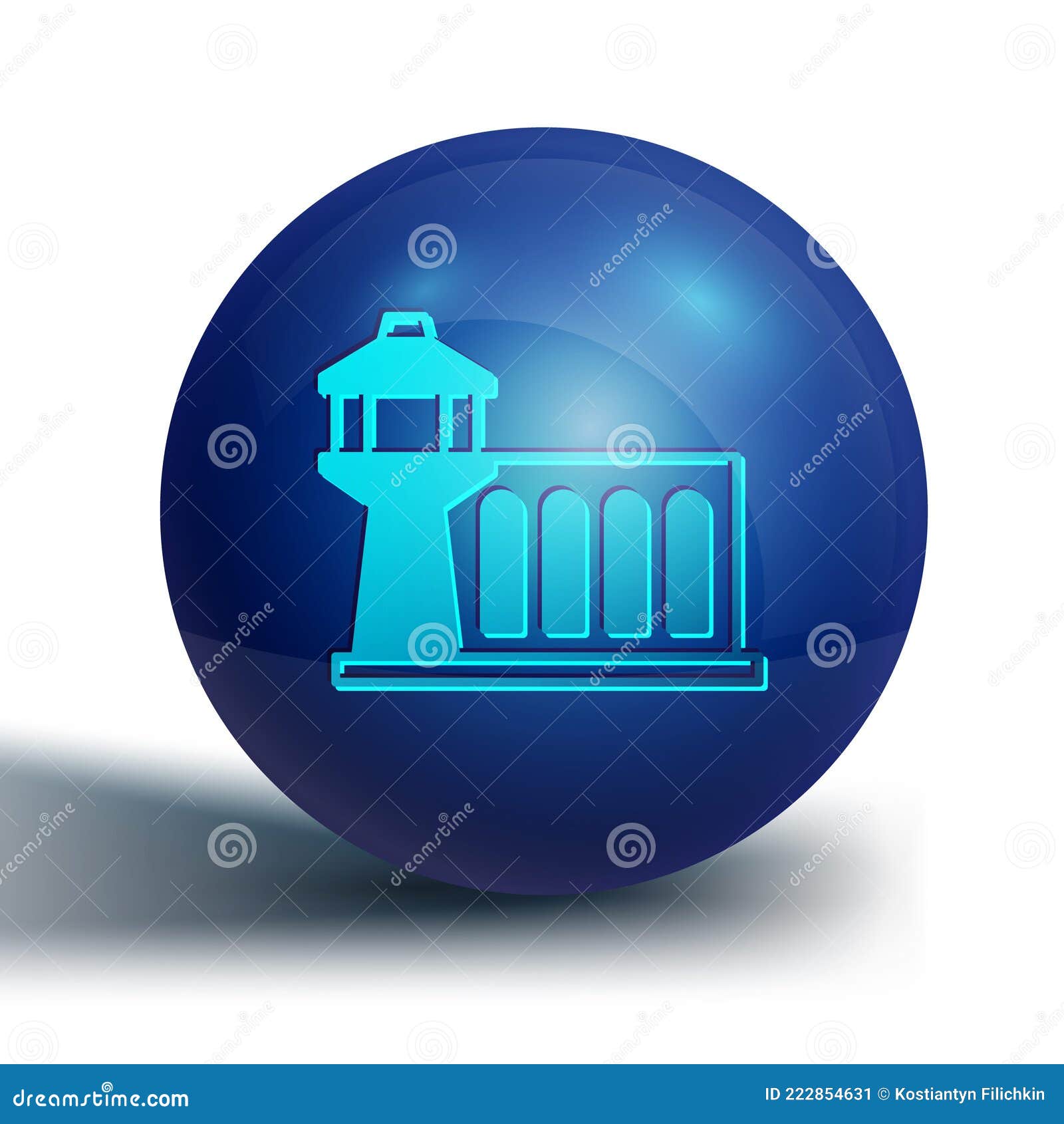 Blue Airport Control Tower Icon Isolated on White Background. Blue ...