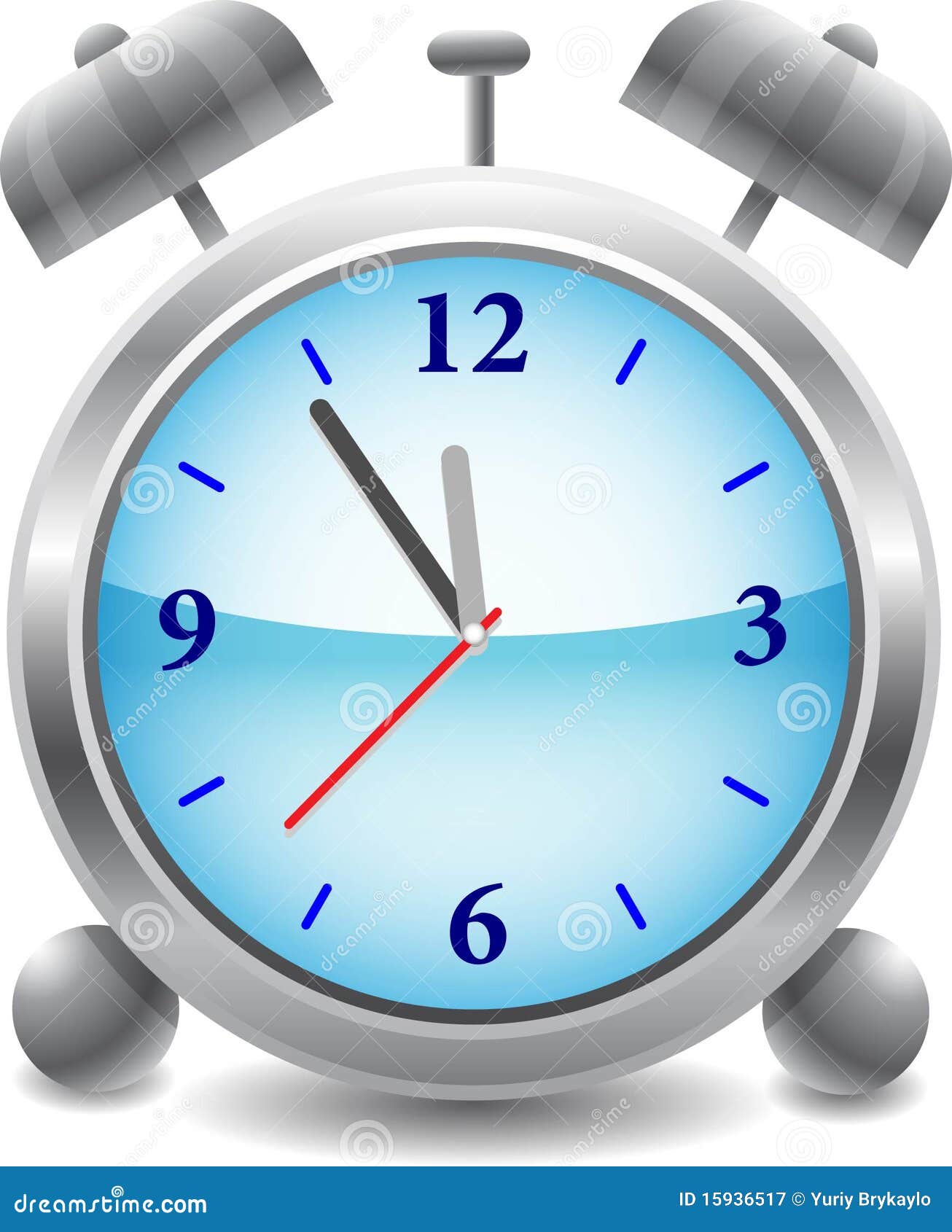 Blue alarm clock stock vector. Illustration of time, shadow - 15936517