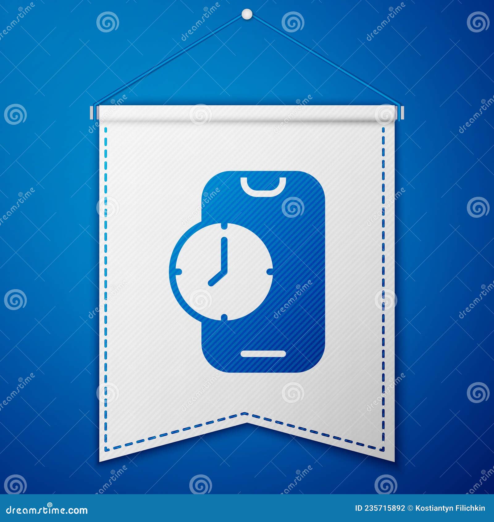 Blue Alarm Clock App Smartphone Interface Icon Isolated on Blue ...