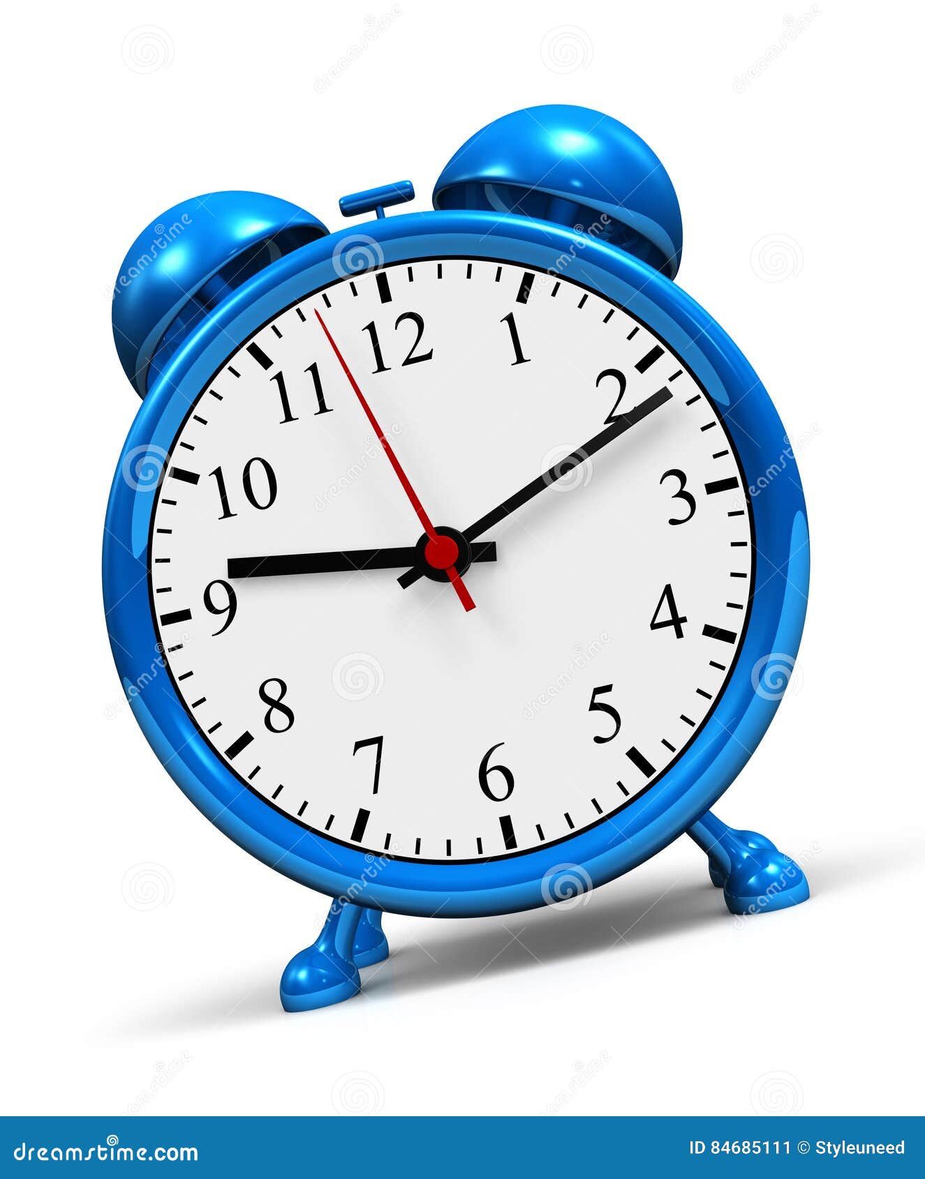 Red And Blue Alarm Clock Character Smiling And Running Vector ...