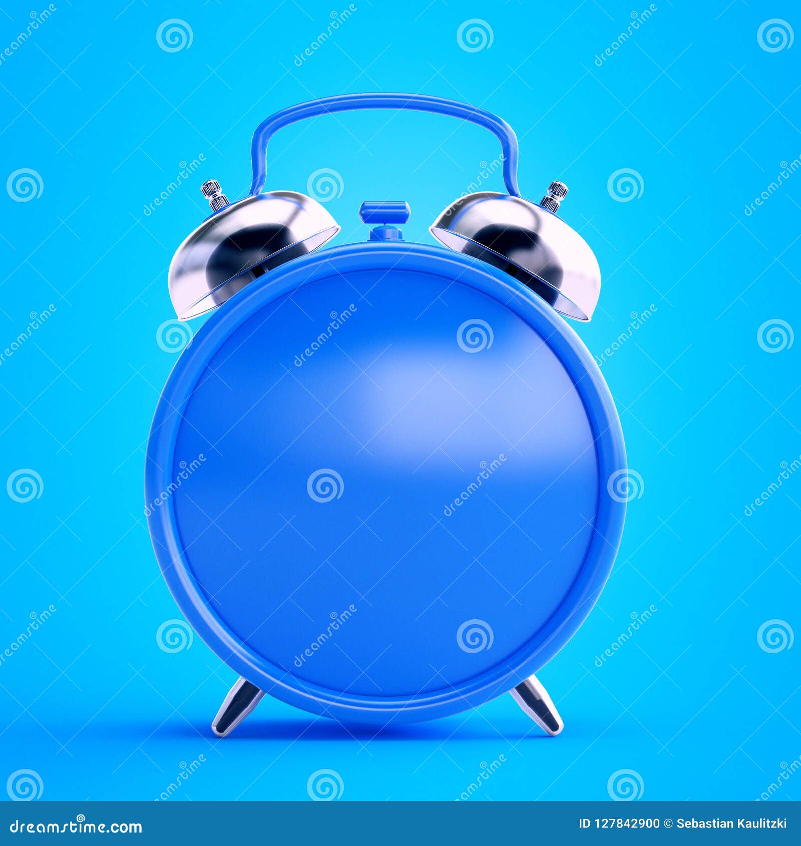 A blue alarm clock stock illustration. Illustration of object - 127842900