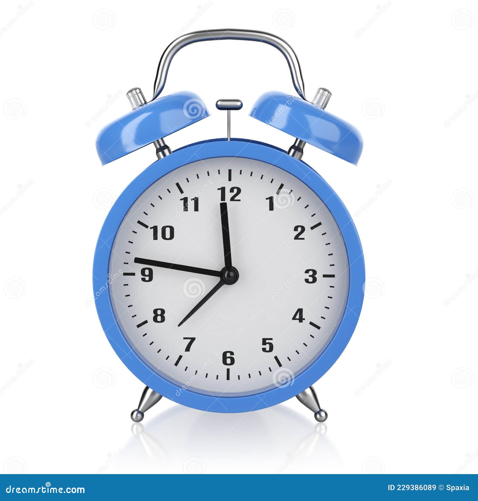 Blue Alarm Clock Isolated on White Background Stock Illustration ...