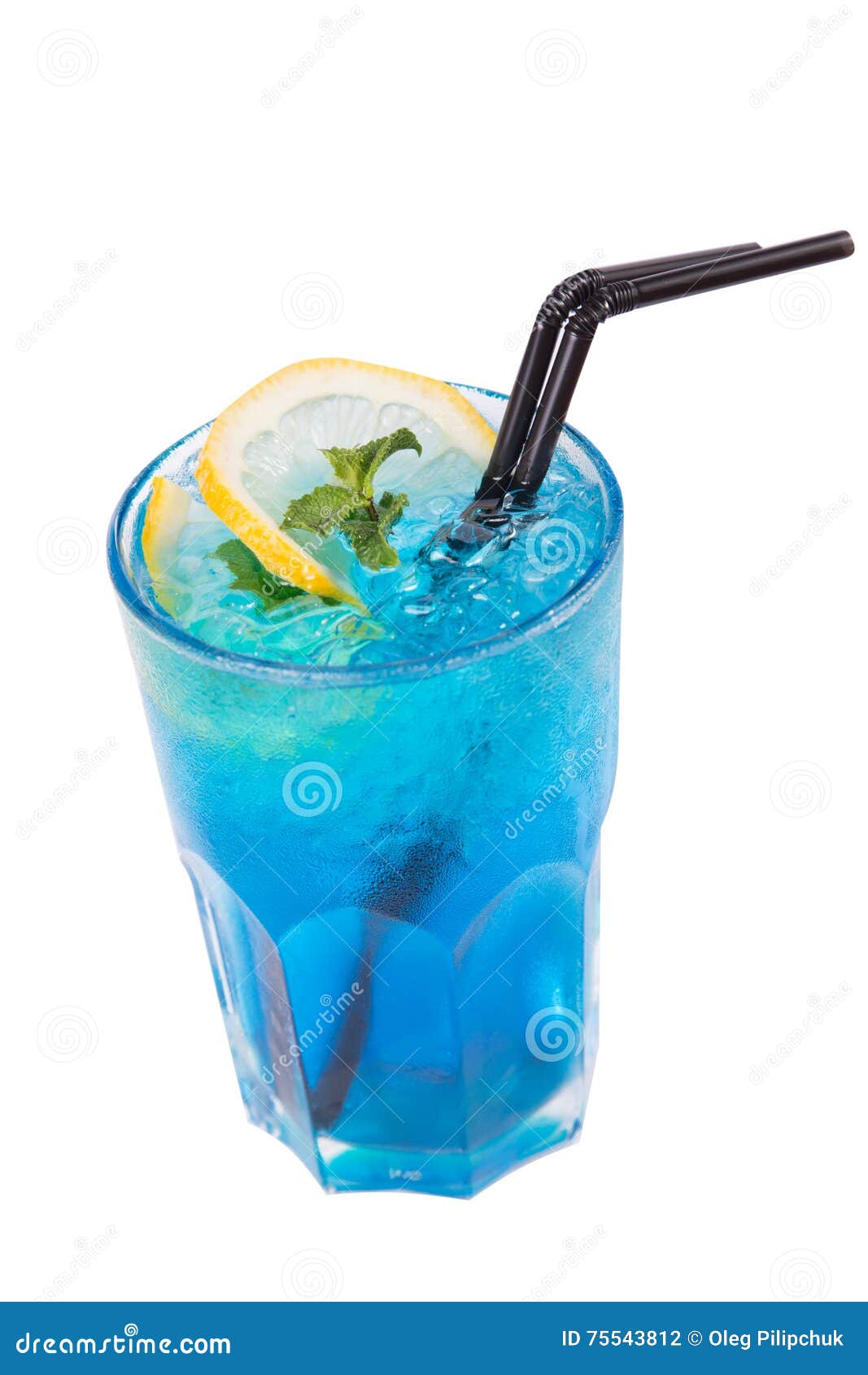 Blue alcoholic cocktail stock photo. Image of mint, refreshment - 75543812