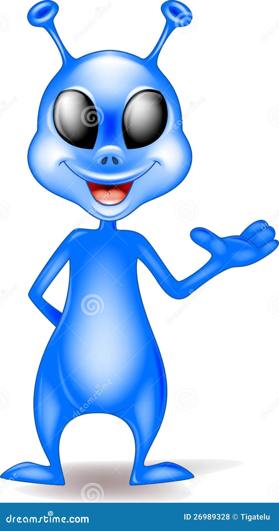 Blue alien stock vector. Illustration of happy, background - 26989328