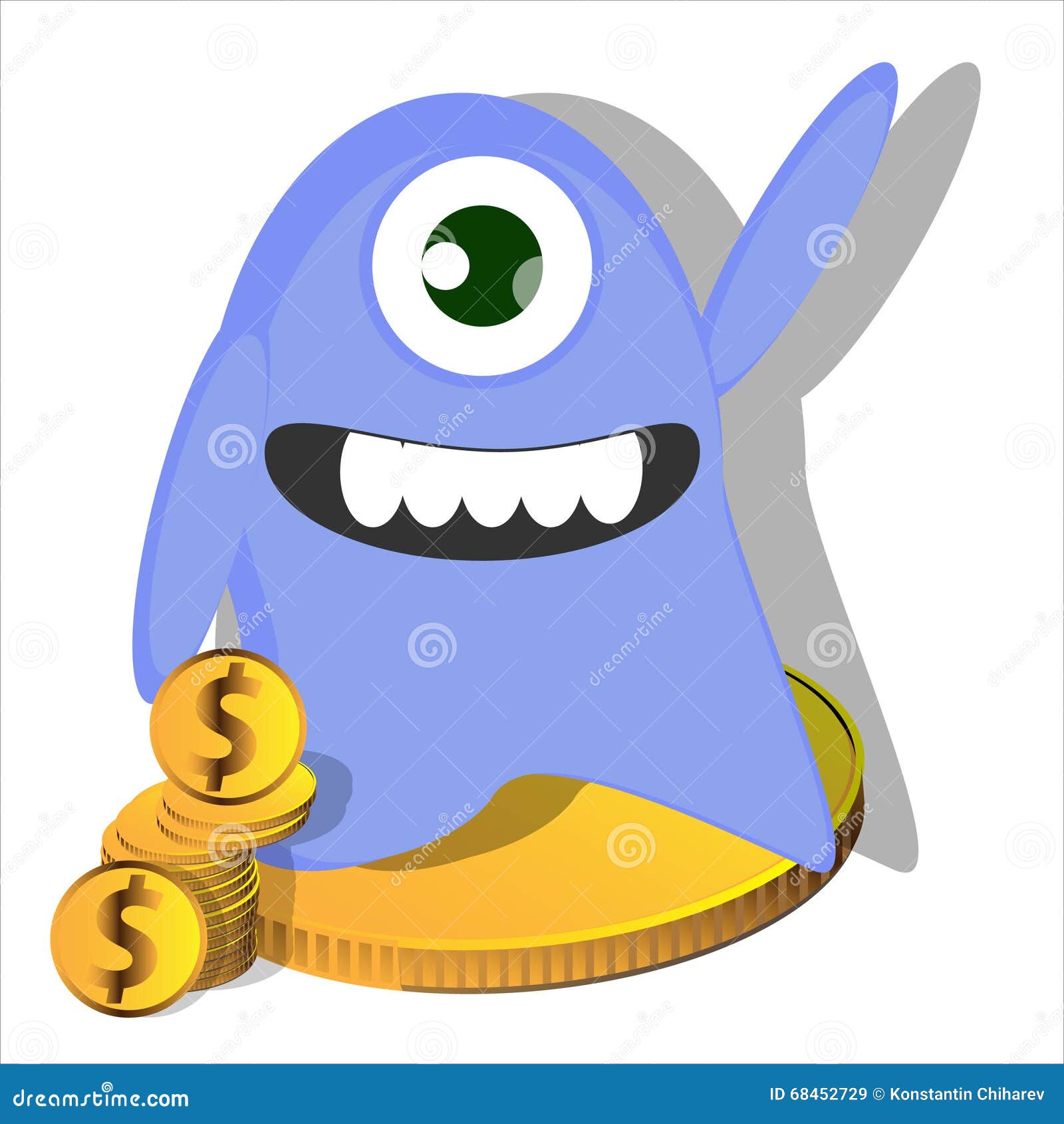 Blue alien stock vector. Illustration of cyclops, nightmare - 68452729