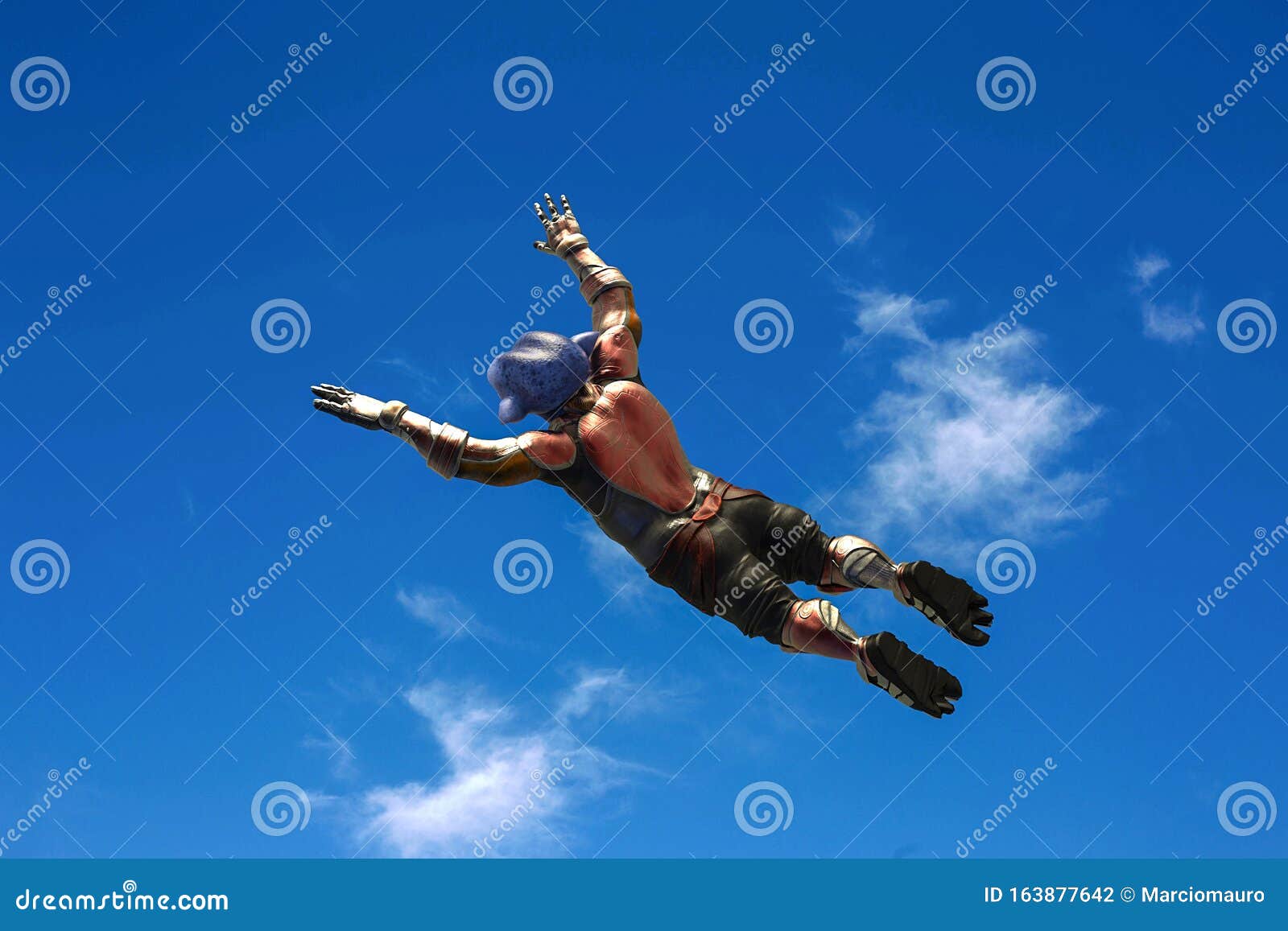 Blue Alien Floating on the Blue Sky Stock Illustration - Illustration ...