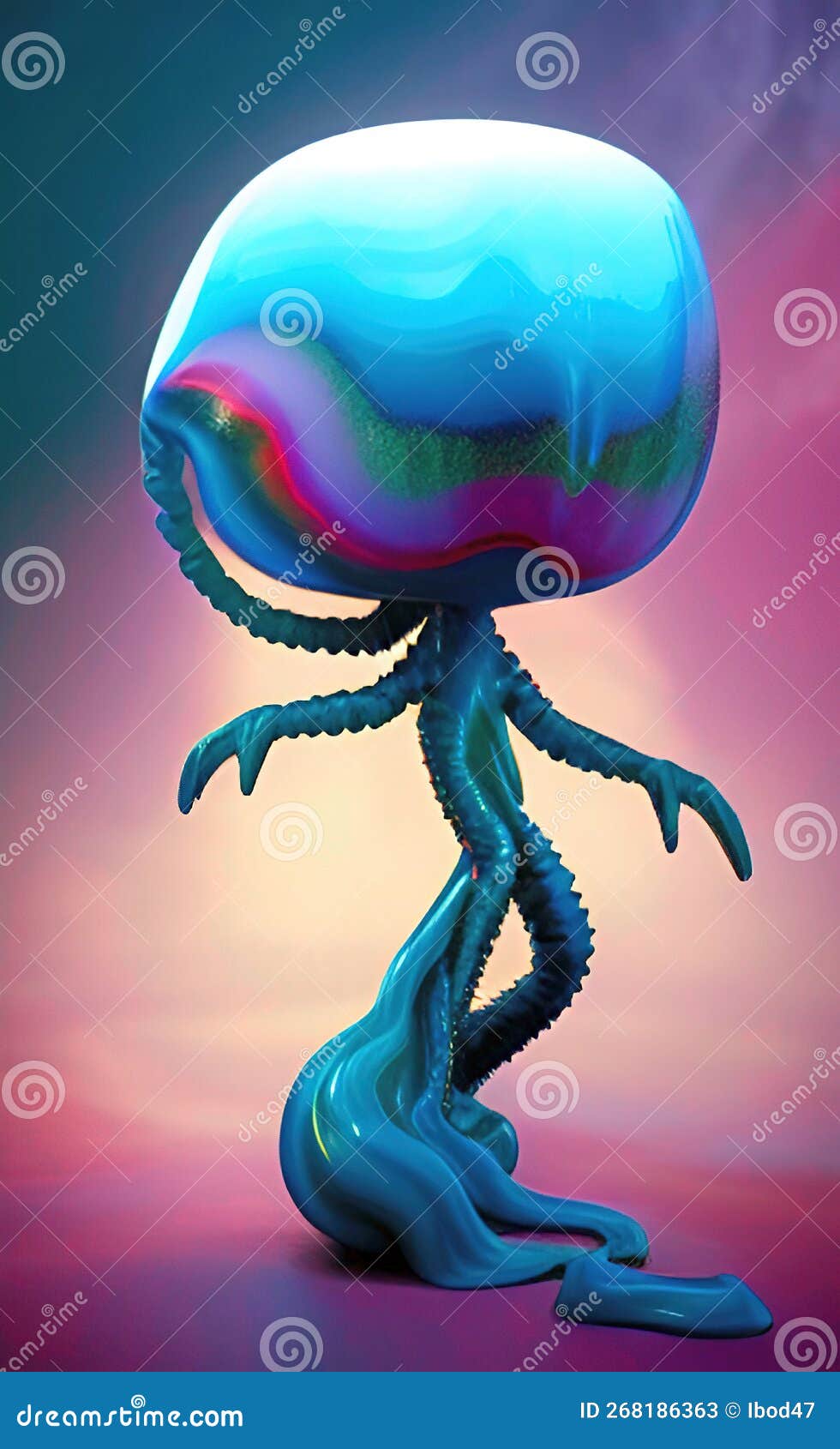 Blue Alien Paint Blob Abstract AI Illustration Stock Illustration ...