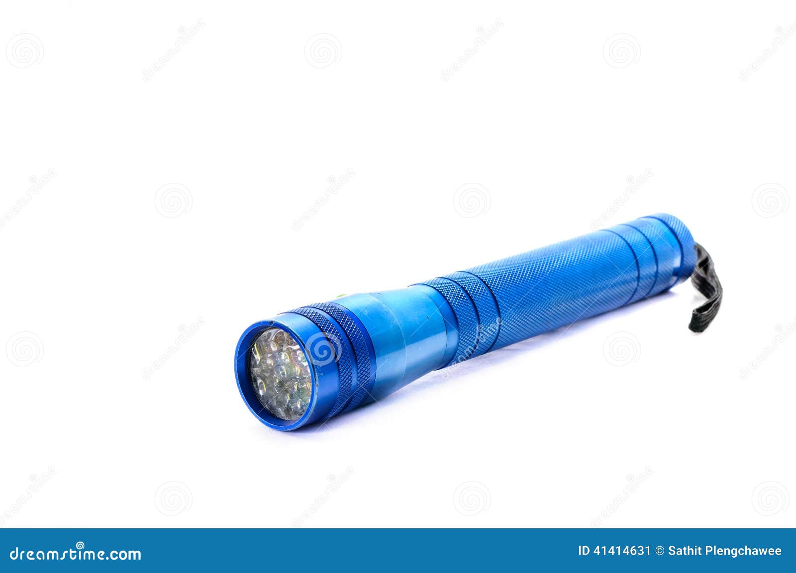 Blue Aluminum Flashlight Isolated Stock Image - Image of light ...