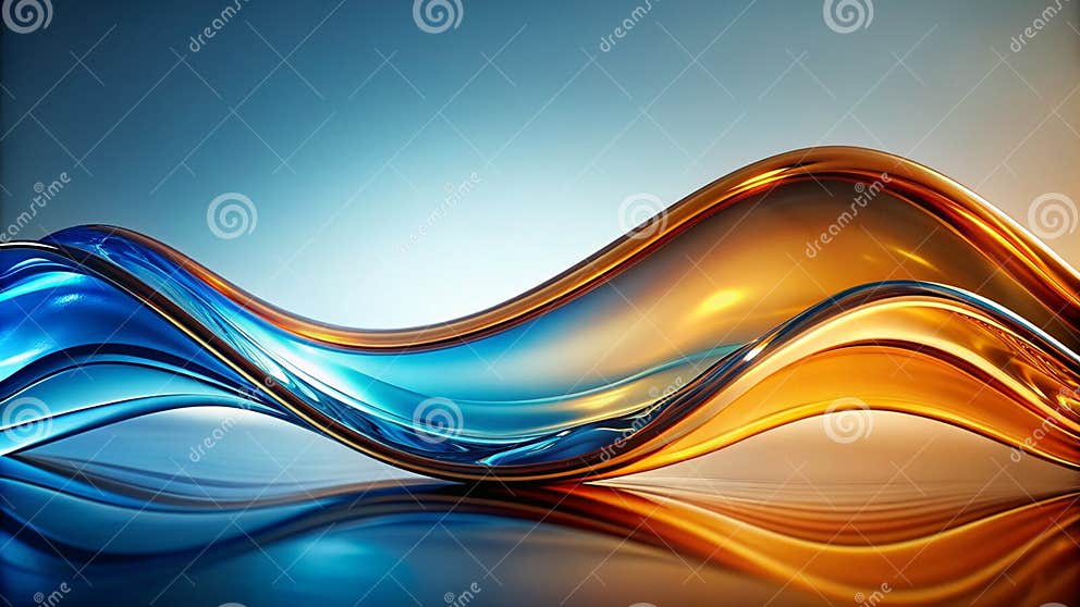 Blue and Amber Gradient Color of Glass Wave AI-Created Content Stock ...