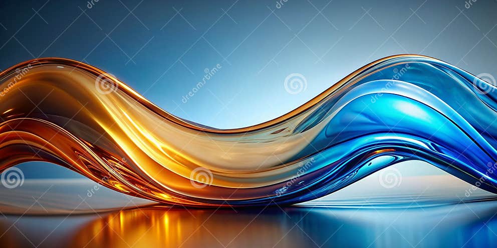 Blue and Amber Gradient Color of Glass Wave AI Generative Stock ...