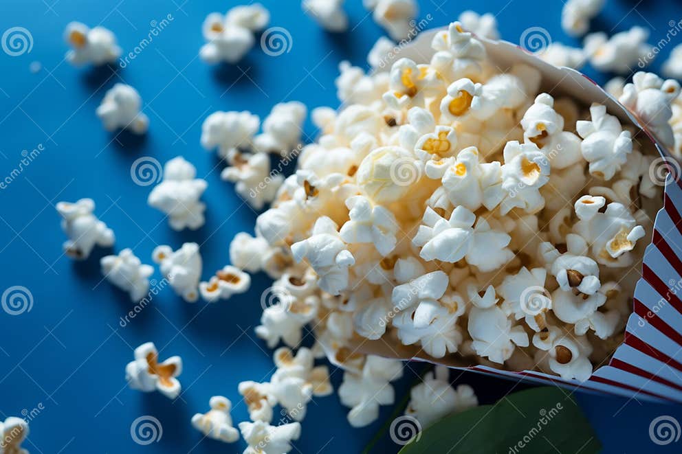Blue Ambiance Popcorn Kernels Create a Striking Scene on Blue Stock ...