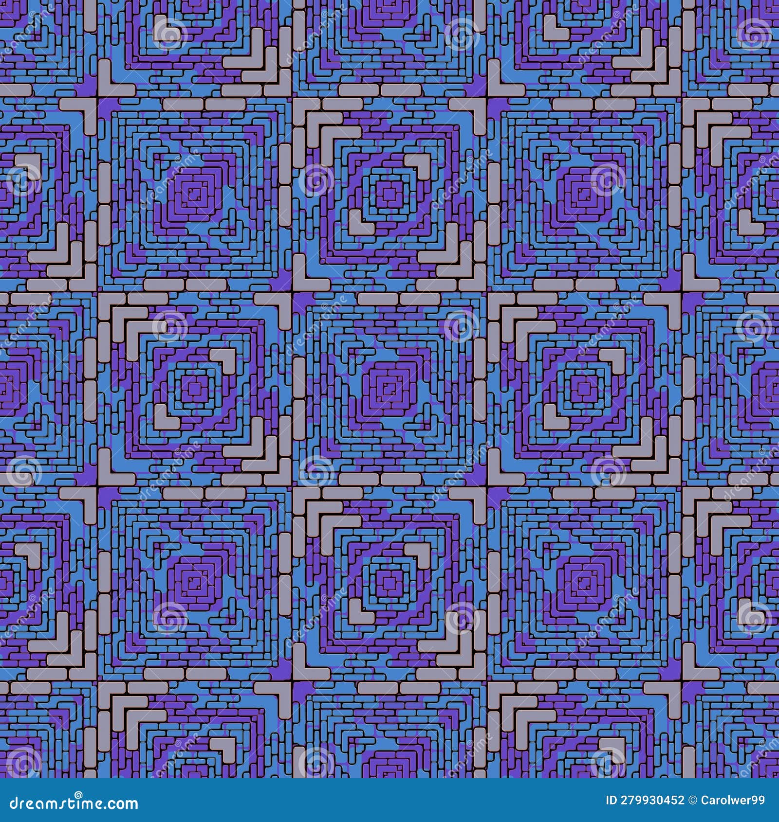 Blue American Native Maya Aztec Inca Pattern. Stonework Mosaic Seamless ...