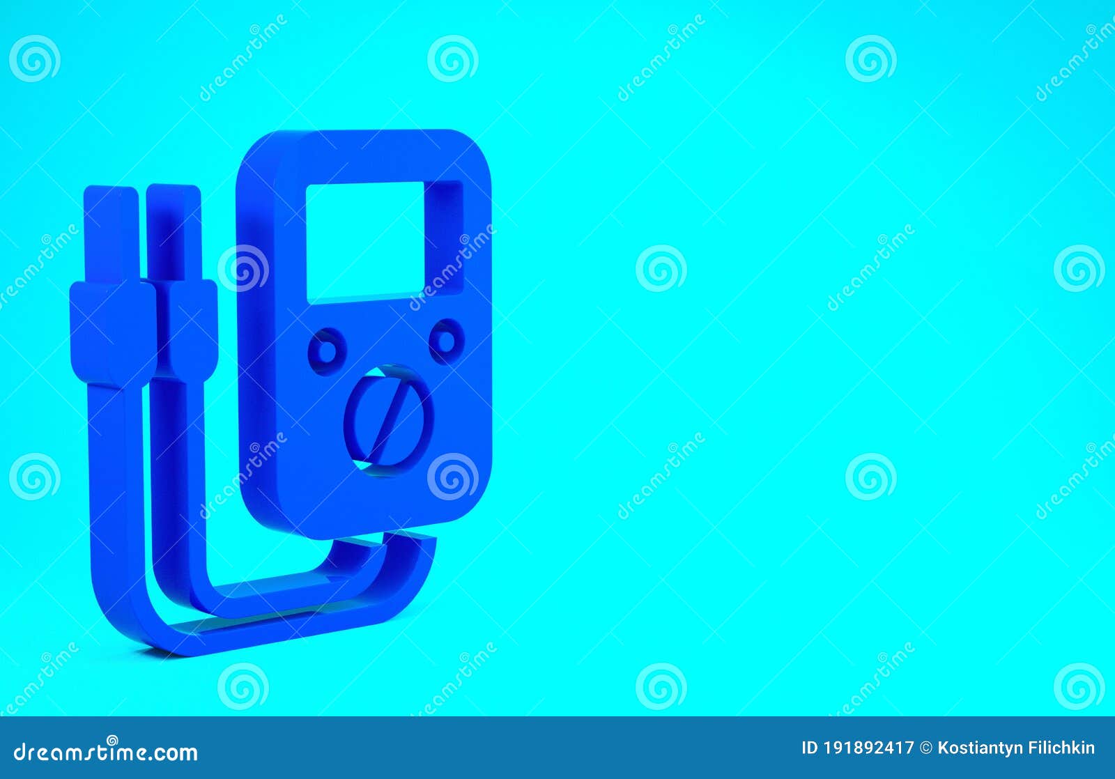 Blue Ampere Meter, Multimeter, Voltmeter Icon Isolated On Green ...