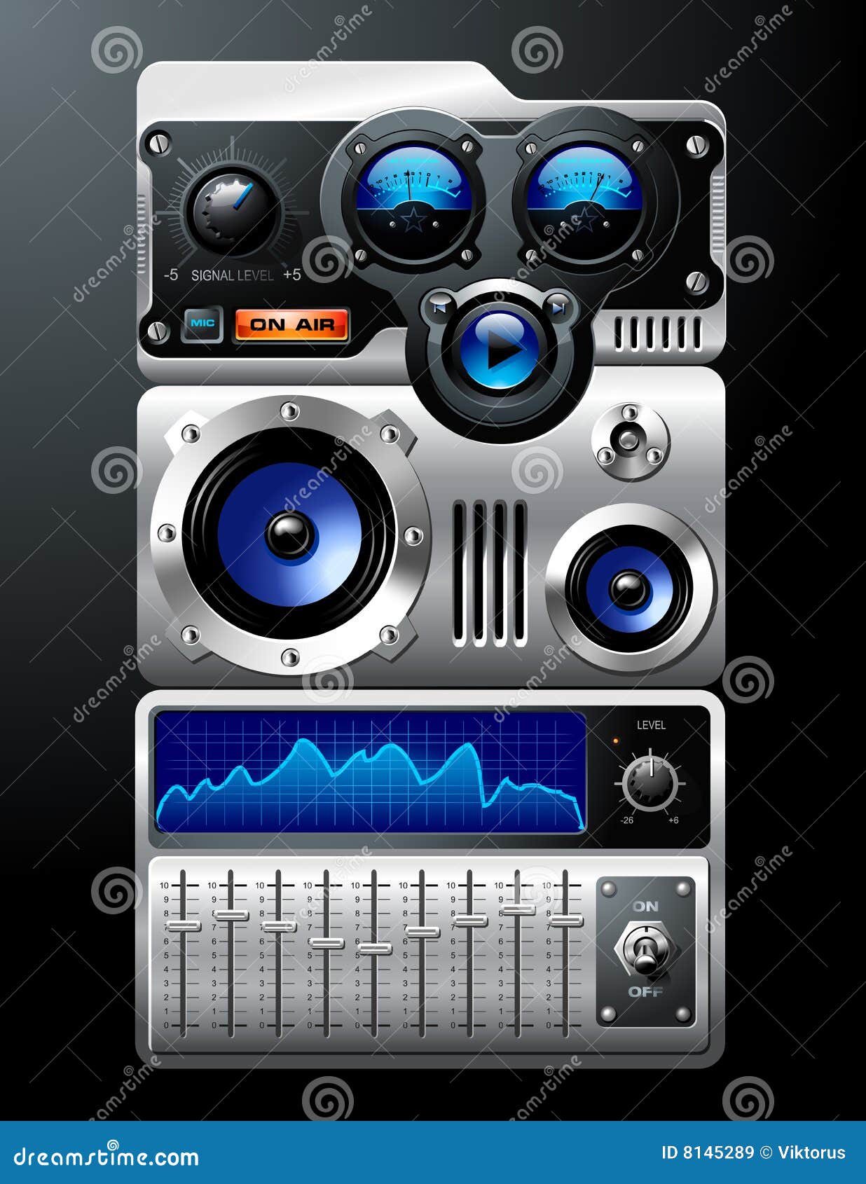 Blue Analog MP3 Player stock vector. Illustration of radio - 8145289