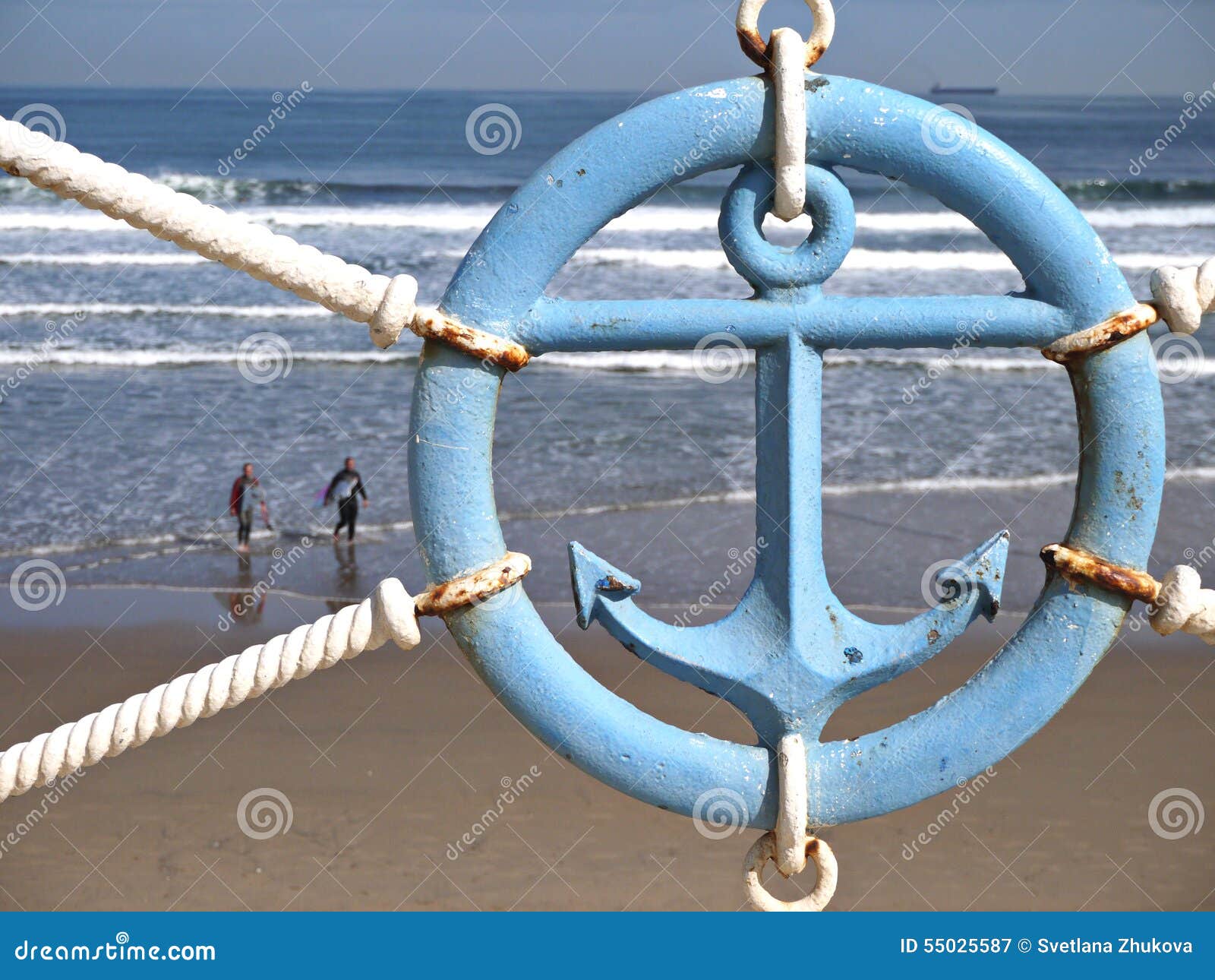 Blue anchor sign stock image. Image of beach, nautical - 55025587