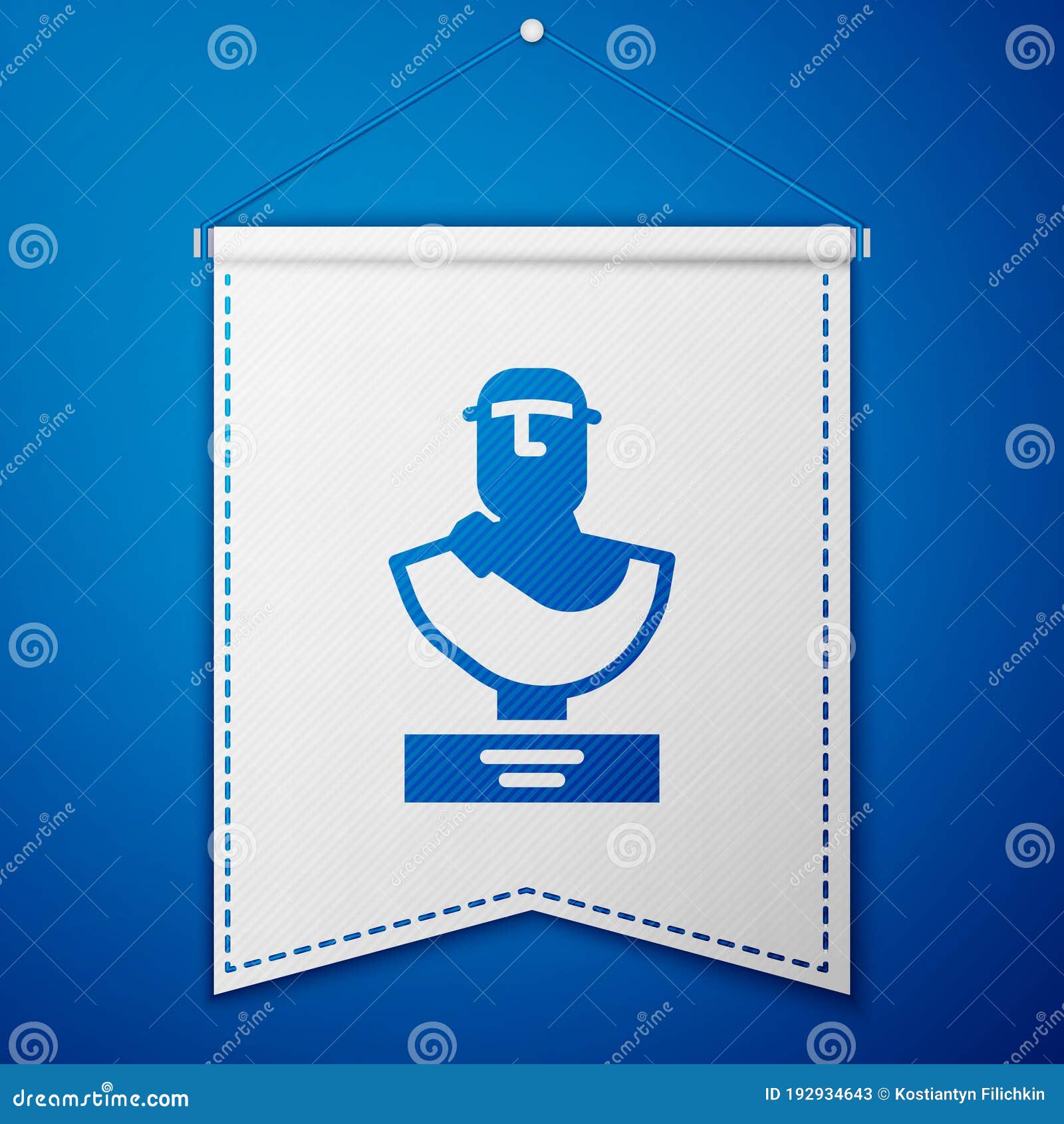 Blue Ancient Bust Sculpture Icon Isolated on Blue Background. White ...