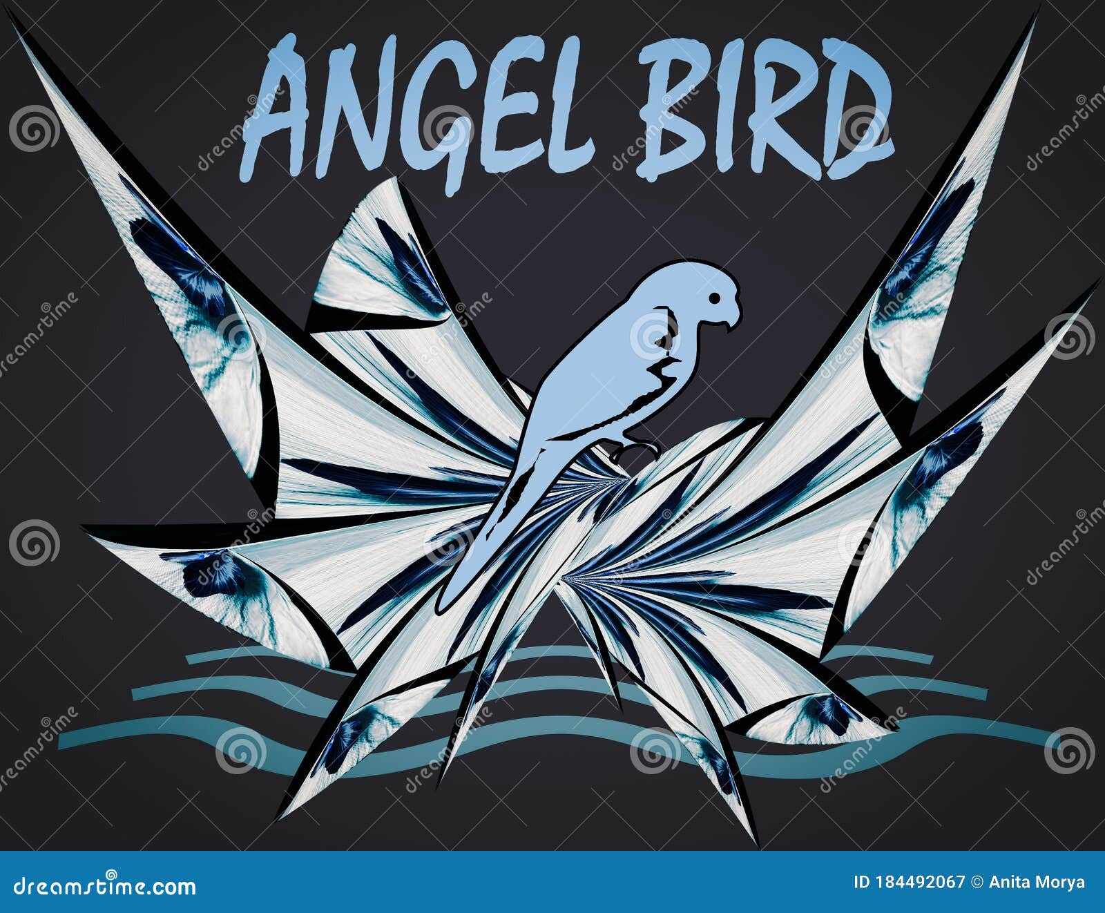 Blue Angel Bird in the Dark Blue Gray Sky Stock Illustration ...