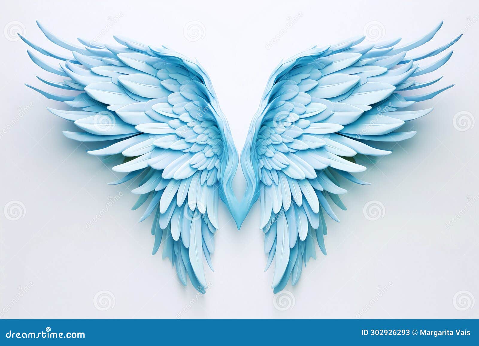 Blue Angel Wings Isolated on White Background Stock Illustration ...
