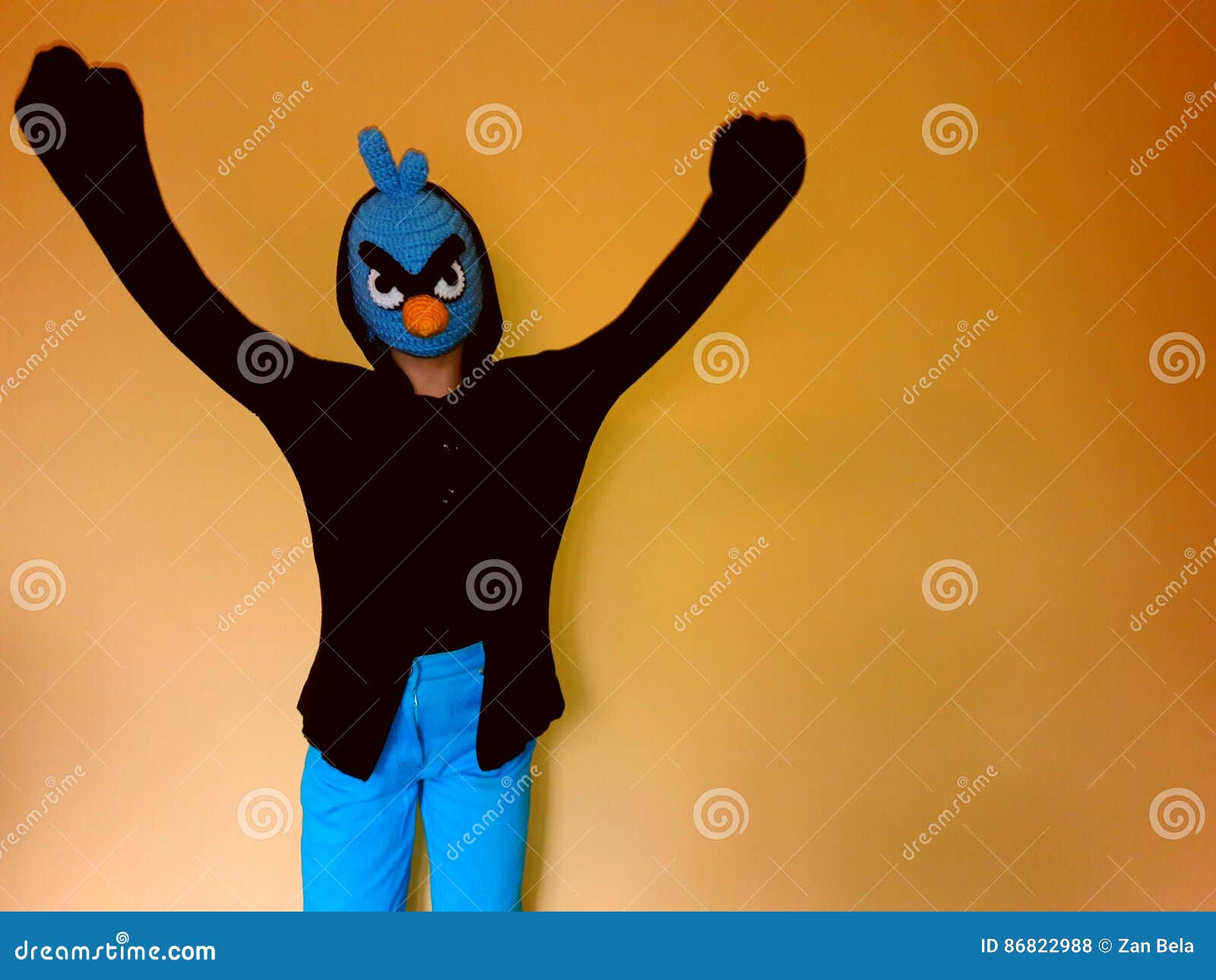Blue angry bird winner editorial stock photo. Image of yellow - 86822988