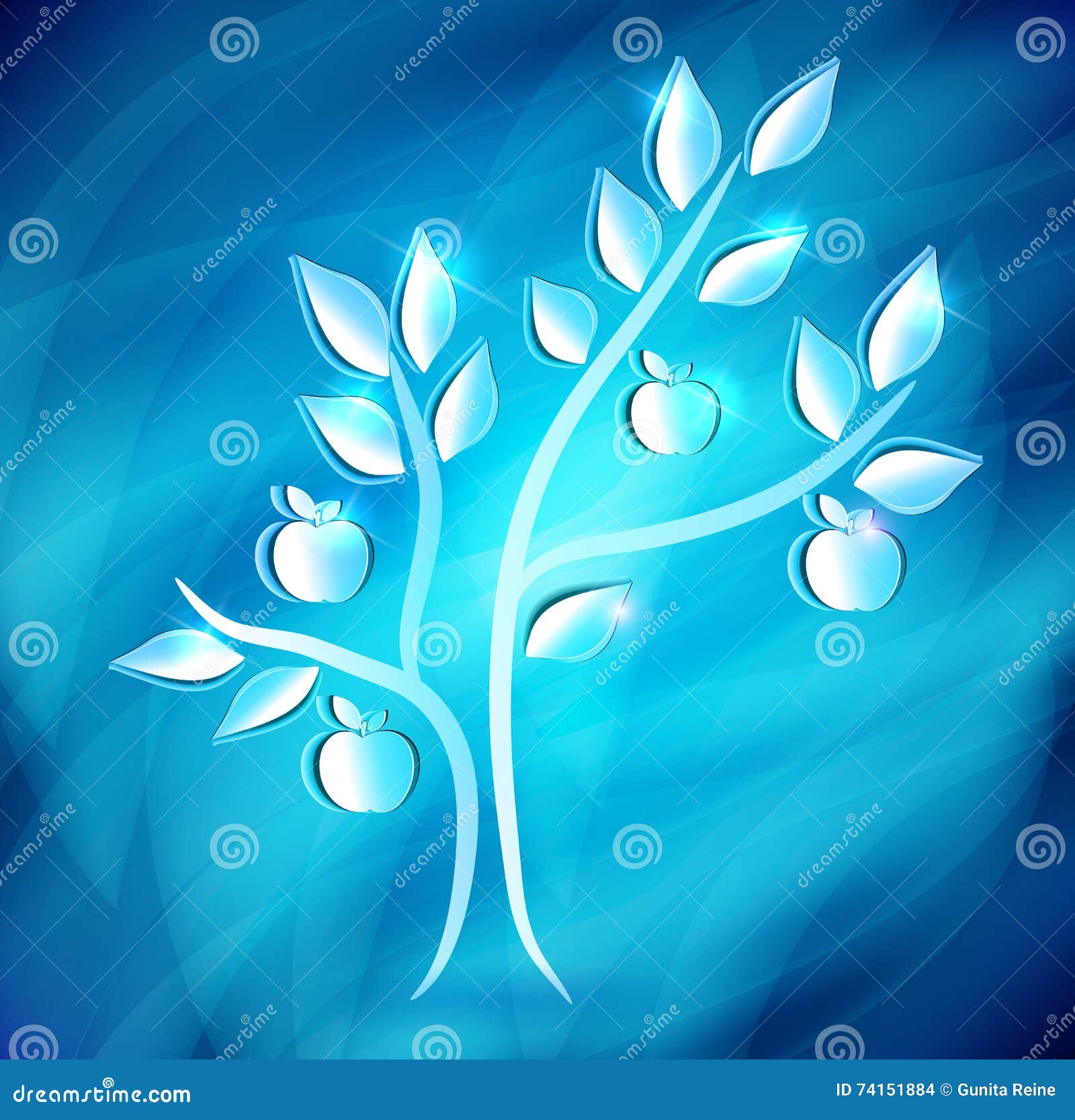 Blue Apple tree stock vector. Illustration of eating - 74151884