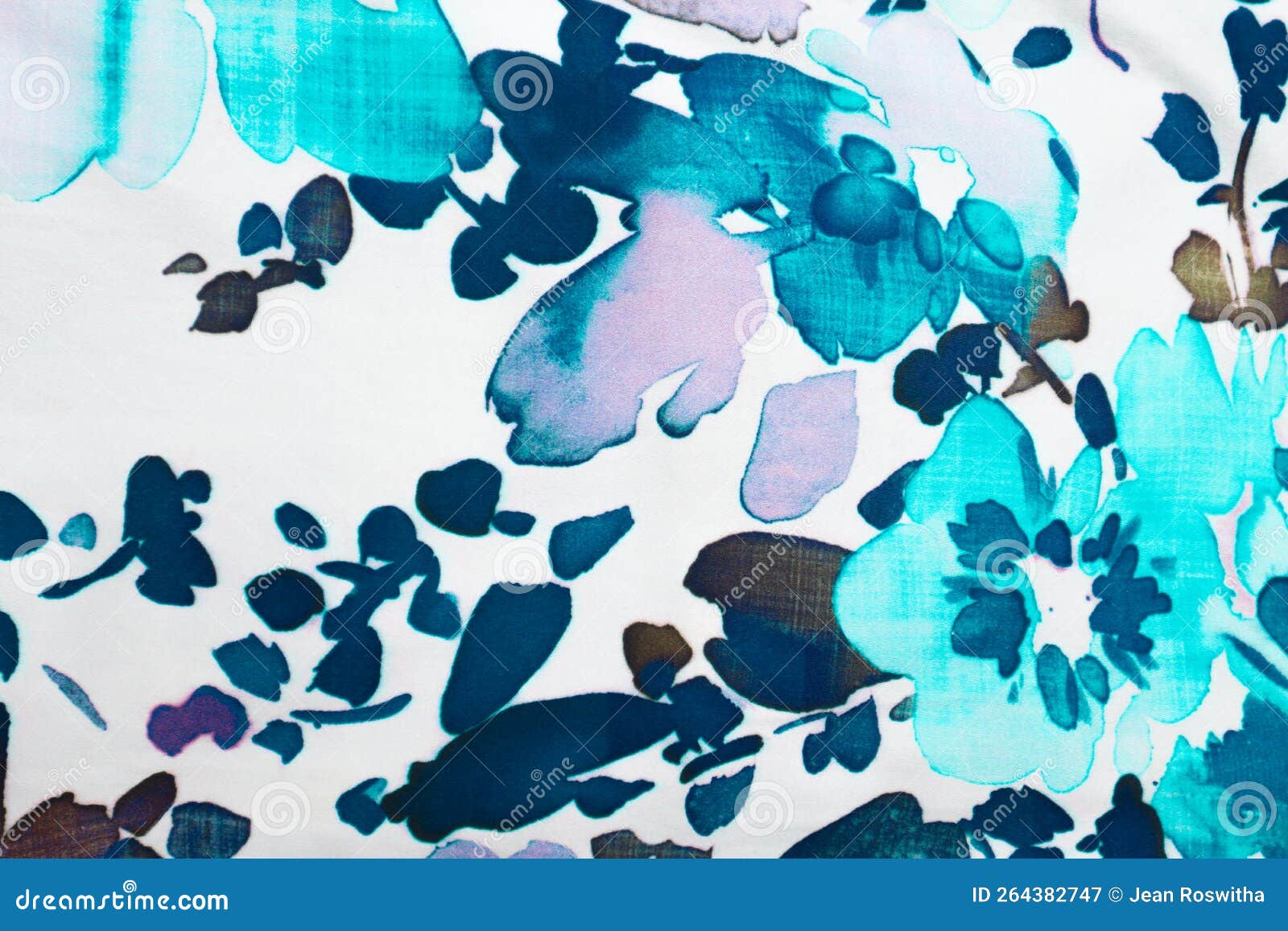 Blue and Aqua Floral Fabric Pattern Background Stock Illustration ...