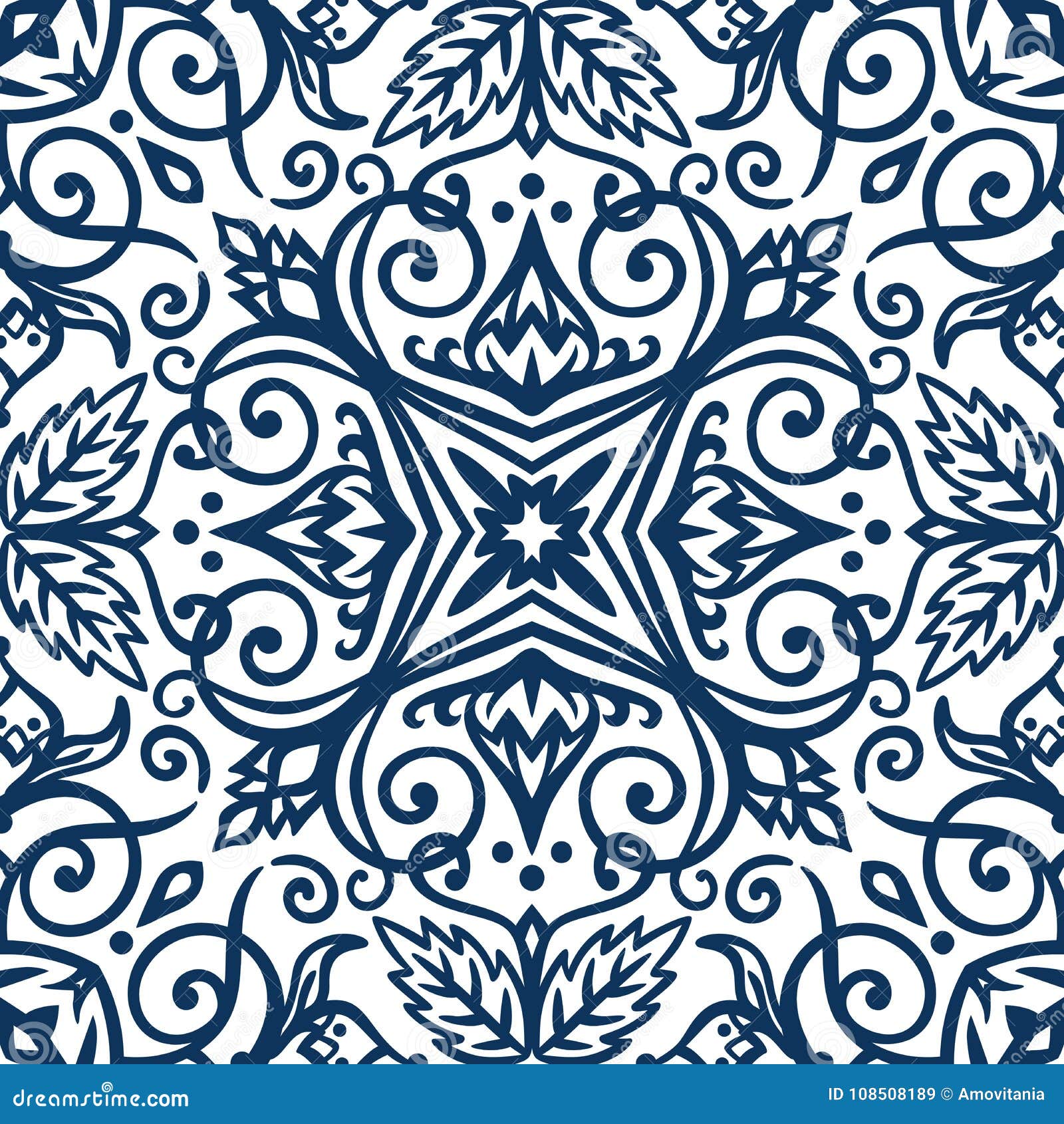 Blue Arabesque Pattern stock vector. Illustration of elements - 108508189