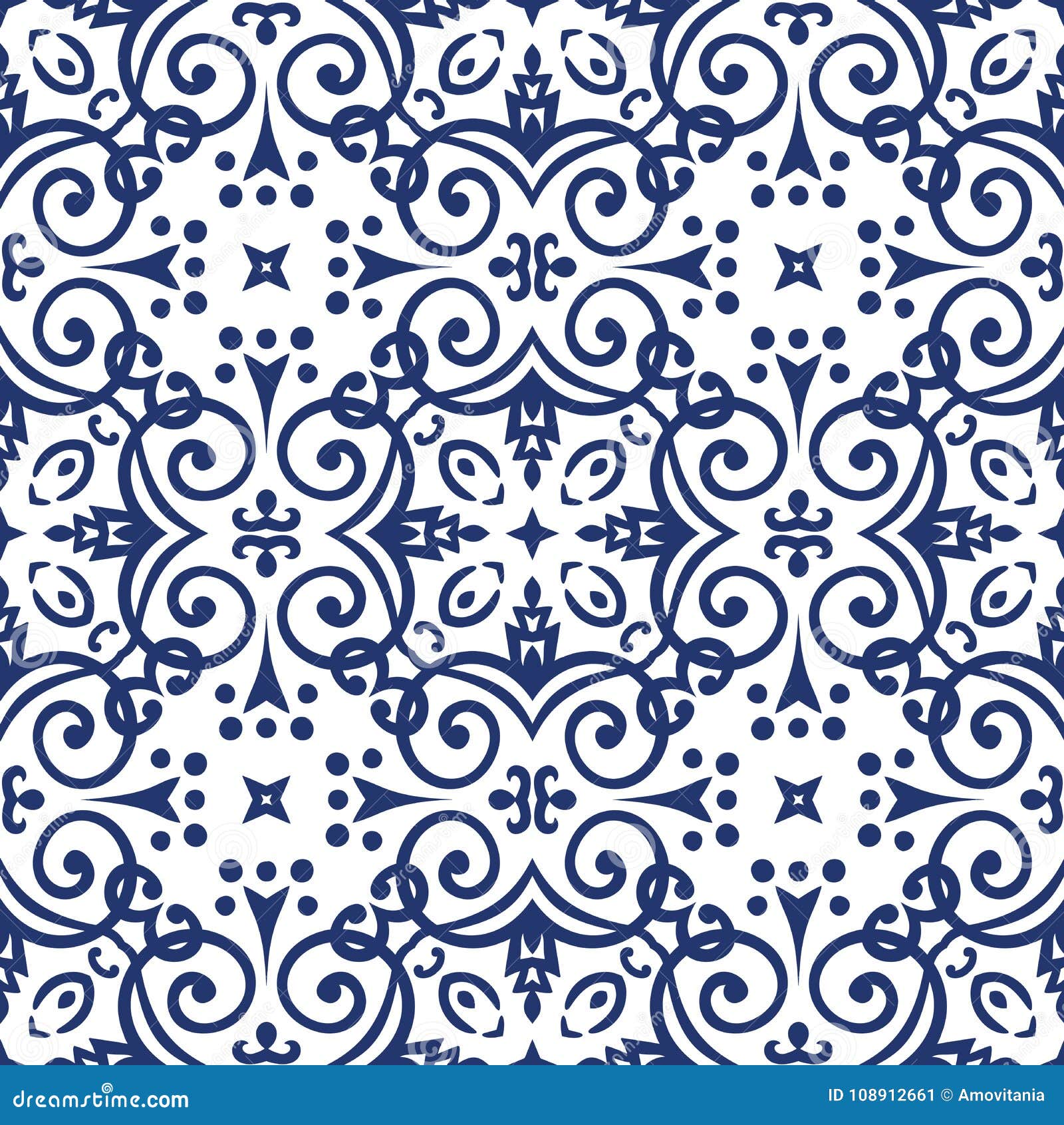 Blue Arabesque Pattern stock vector. Illustration of backdrop - 108912661
