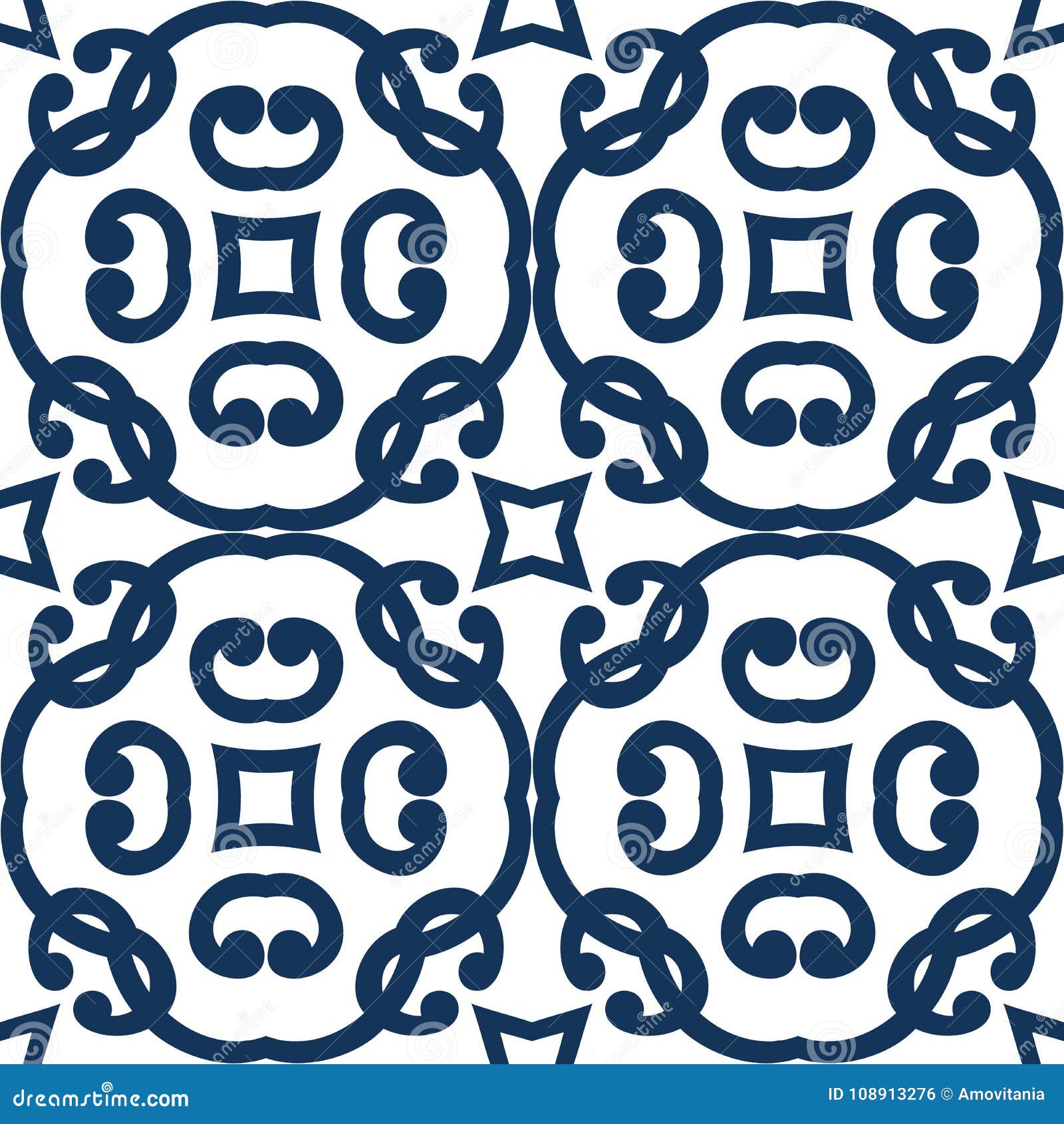 Blue Arabesque Pattern stock vector. Illustration of geometrics - 108913276