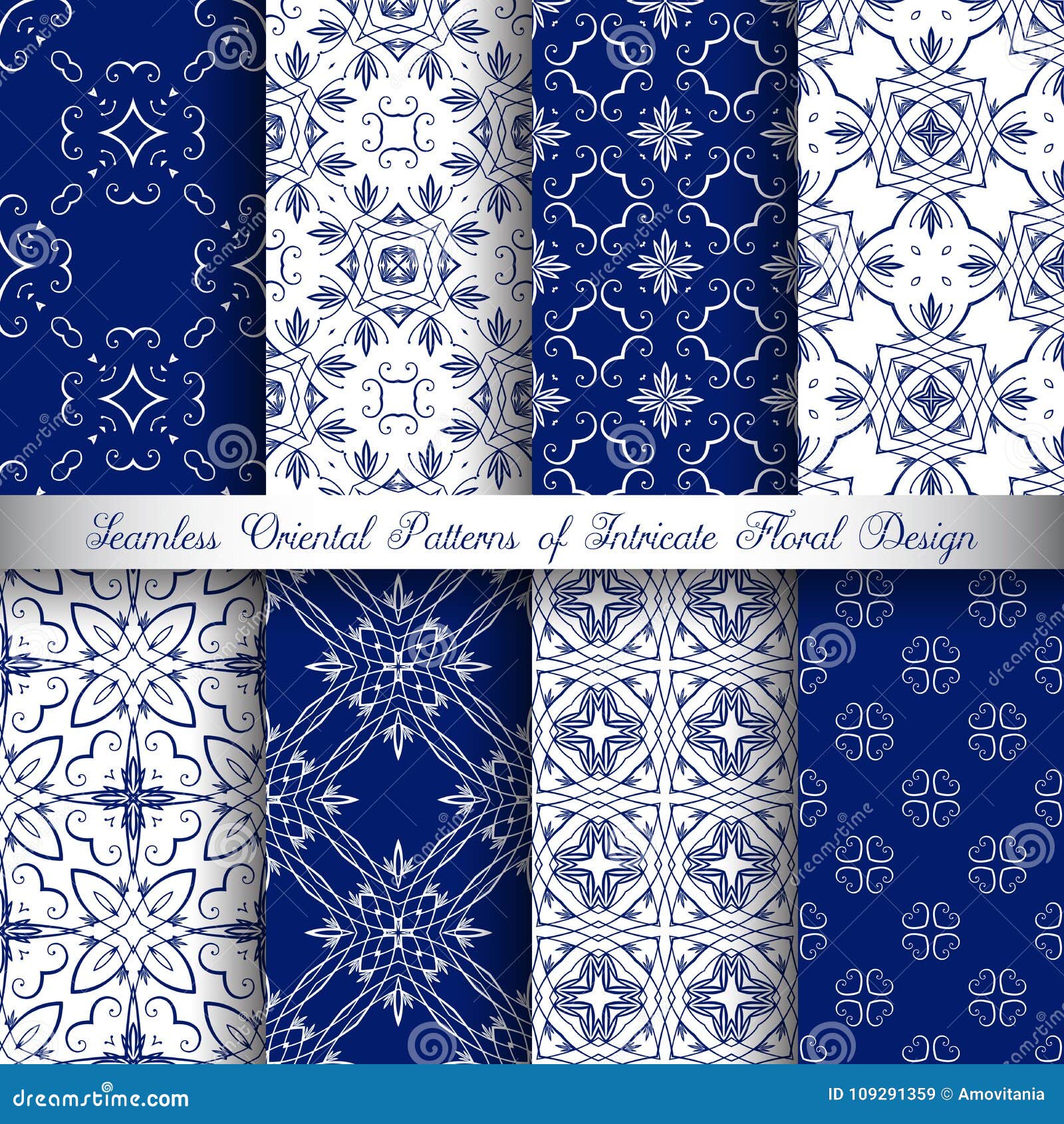 Blue Arabesque Patterns stock vector. Illustration of ornament - 109291359
