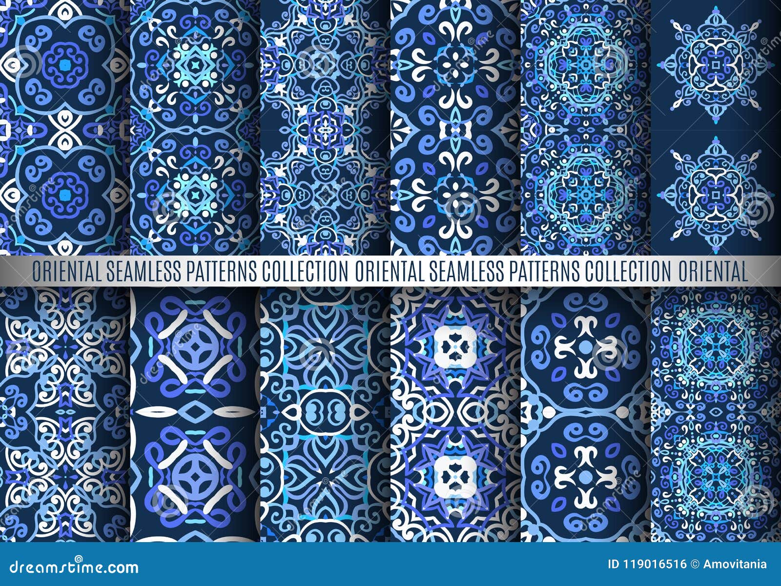 Blue Arabesque Patterns stock vector. Illustration of brocade - 119016516