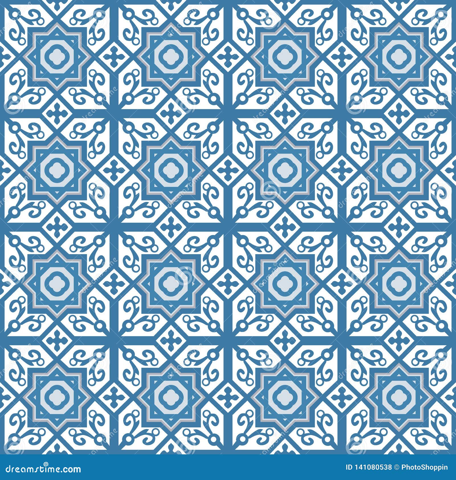 Blue arabic tiles pattern stock vector. Illustration of portugal ...