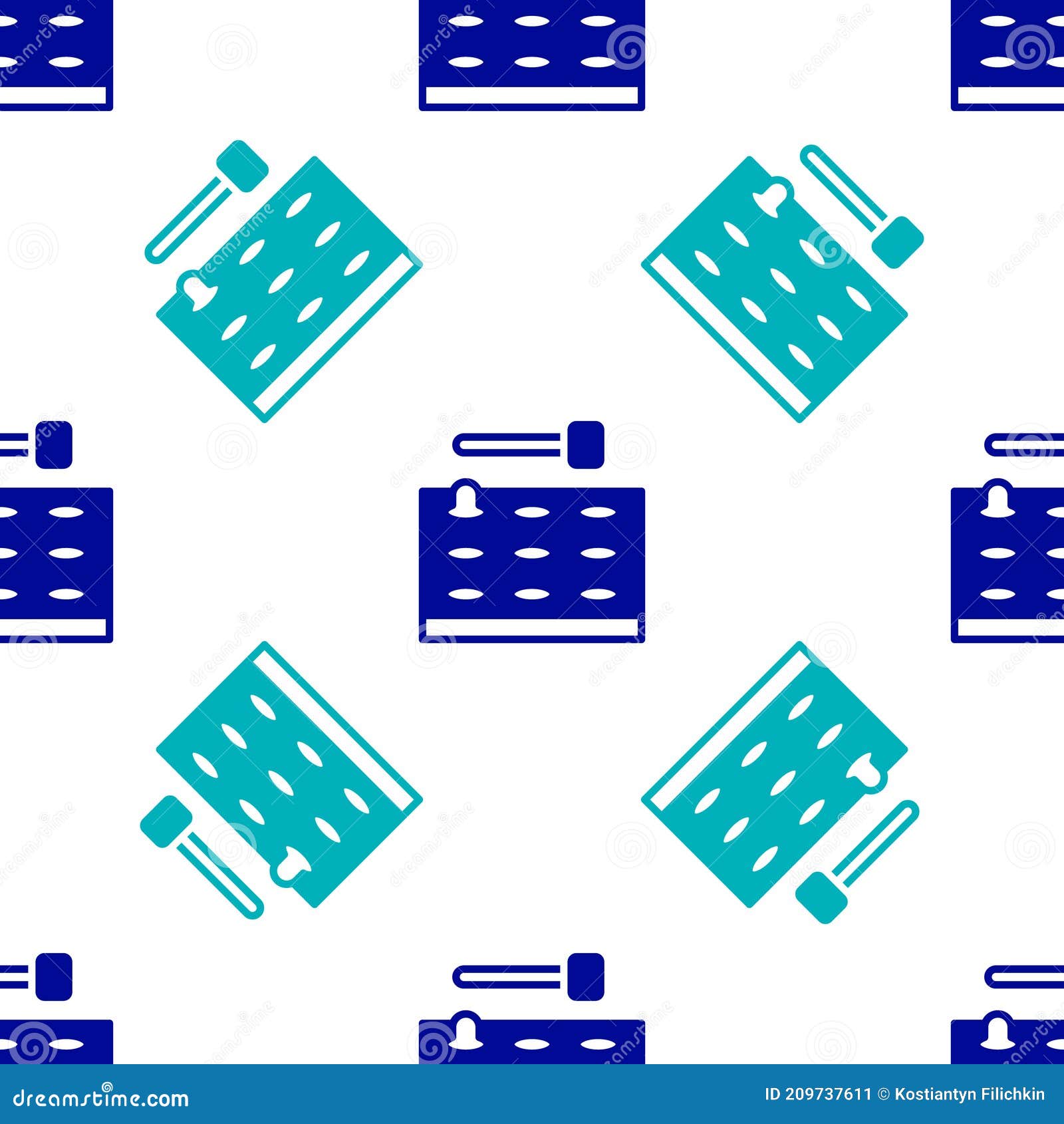 Blue Arcade Game Machine with Hammer Icon Isolated Seamless Pattern on ...