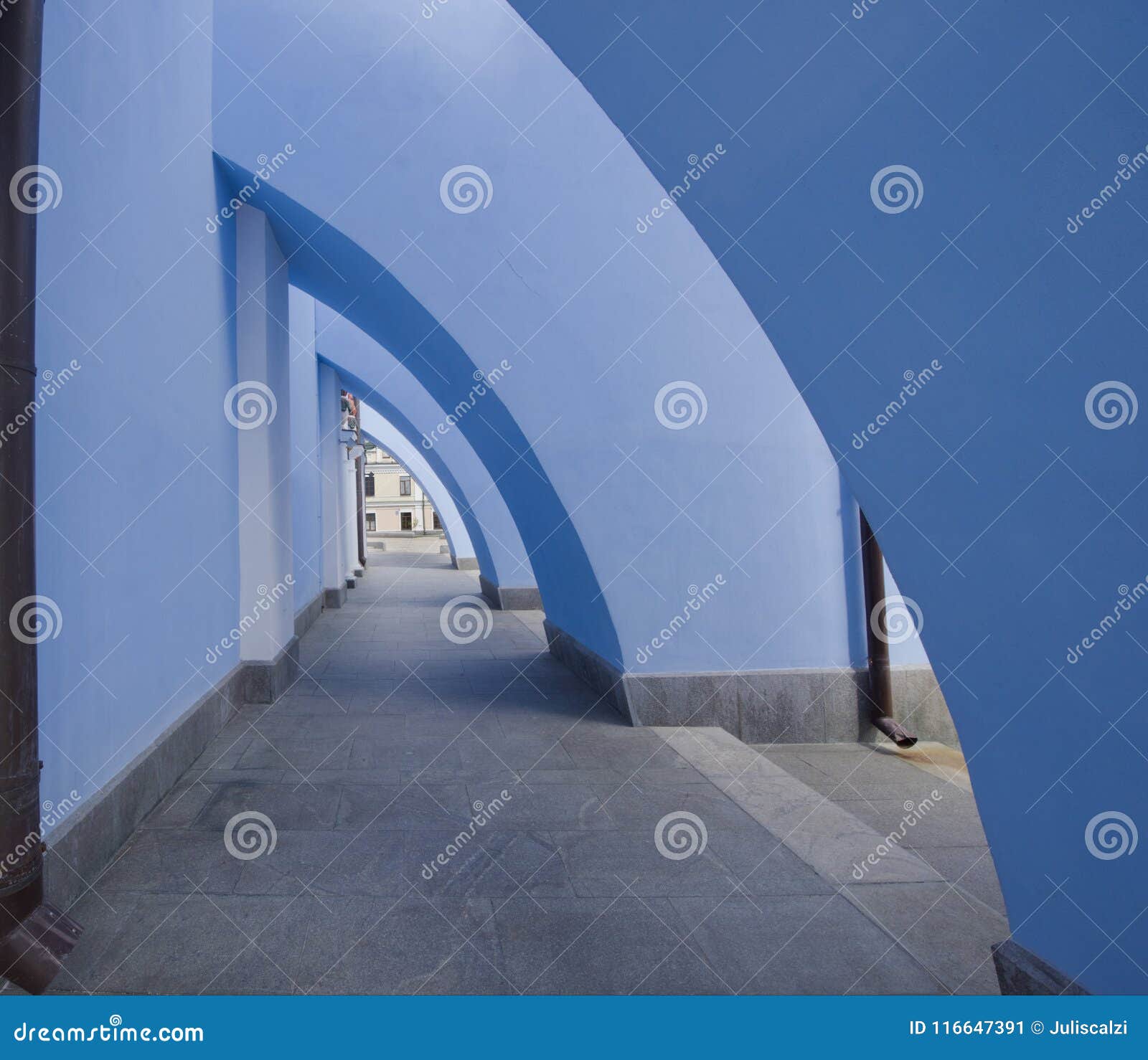 Blue arch corridor stock image. Image of architecture - 116647391