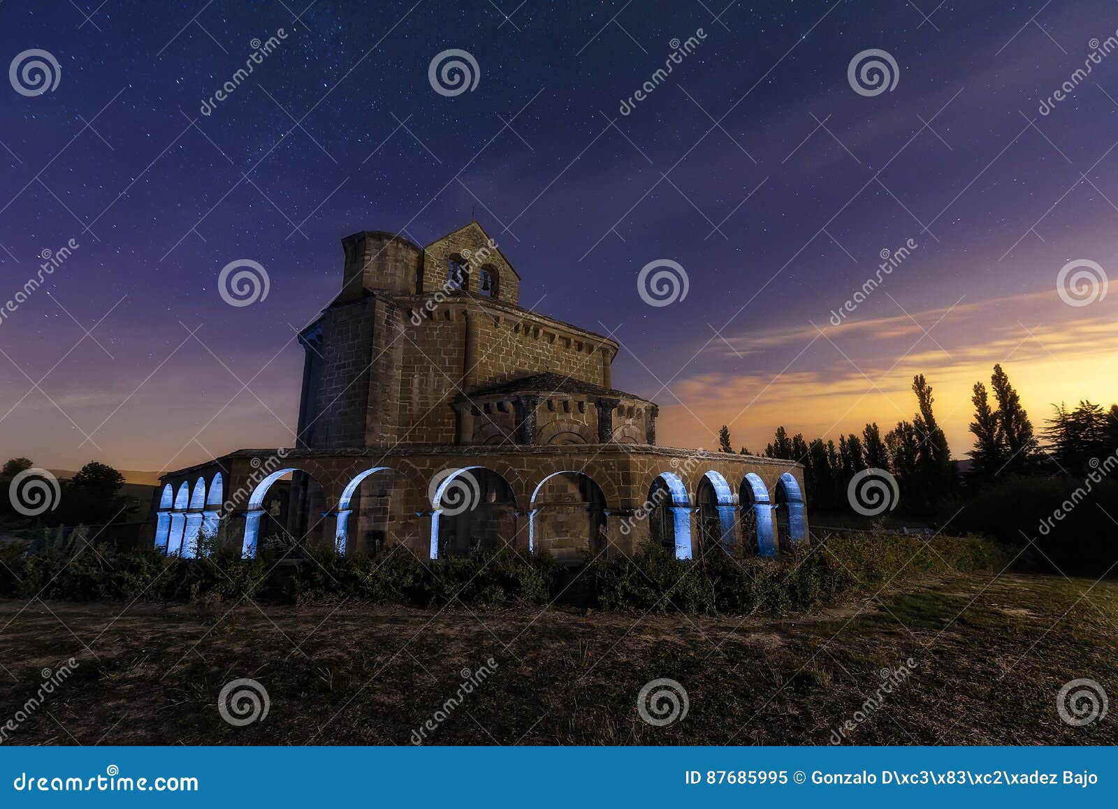 Blue arch stock image. Image of light, arch, stars, outdoor - 87685995