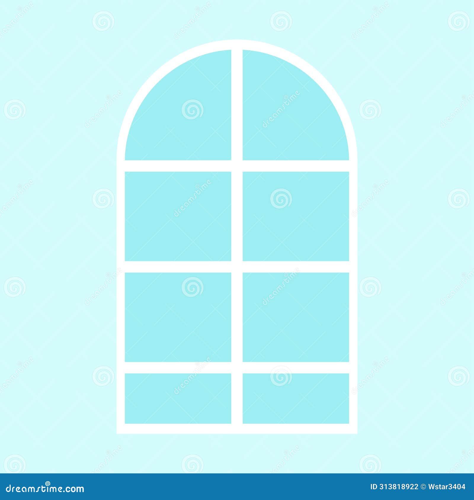 Blue Arch Window Icon stock vector. Illustration of room - 313818922